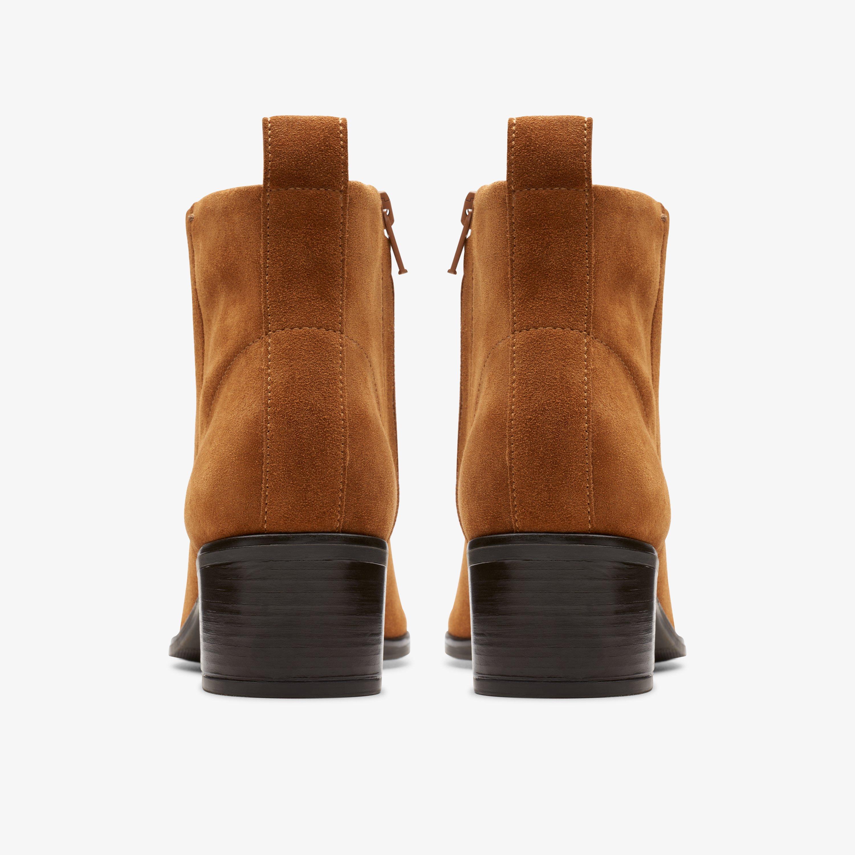 Womens Amser Izzy Tan Suede Ankle Boots Heels Cowboy Boots | Clarks Outlet