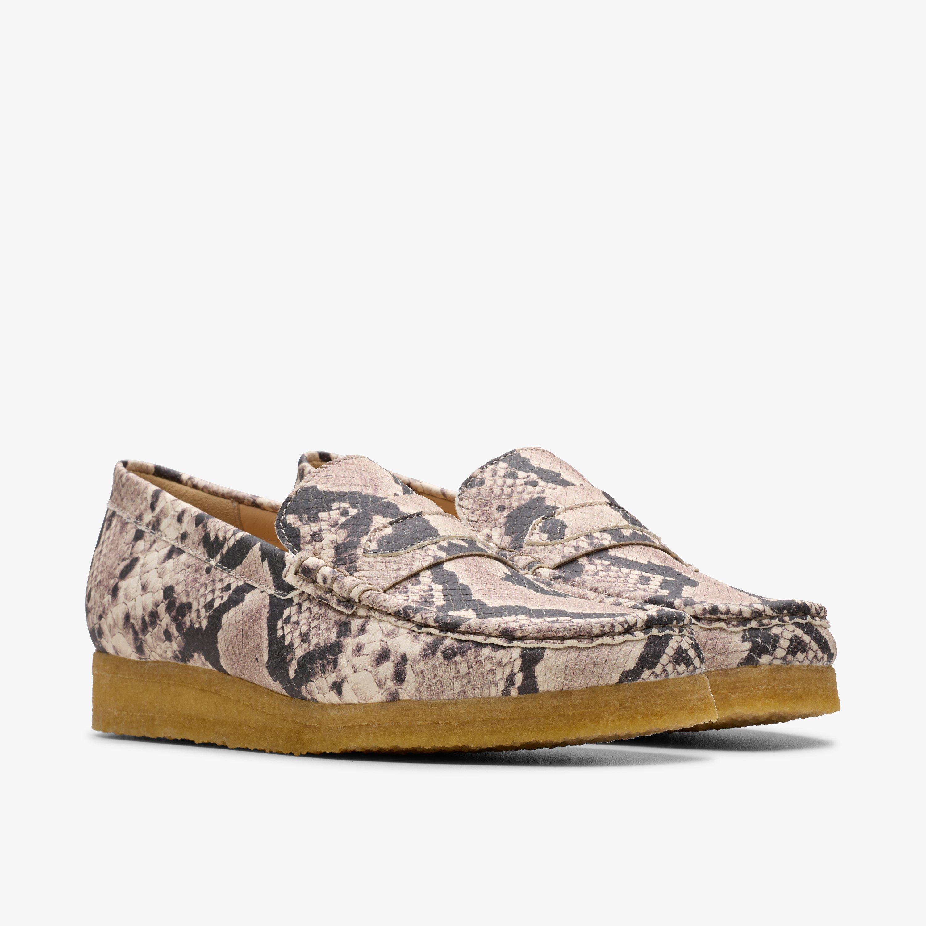 Womens Wallabee Loafer Grey Snake Leather Loafers | Clarks