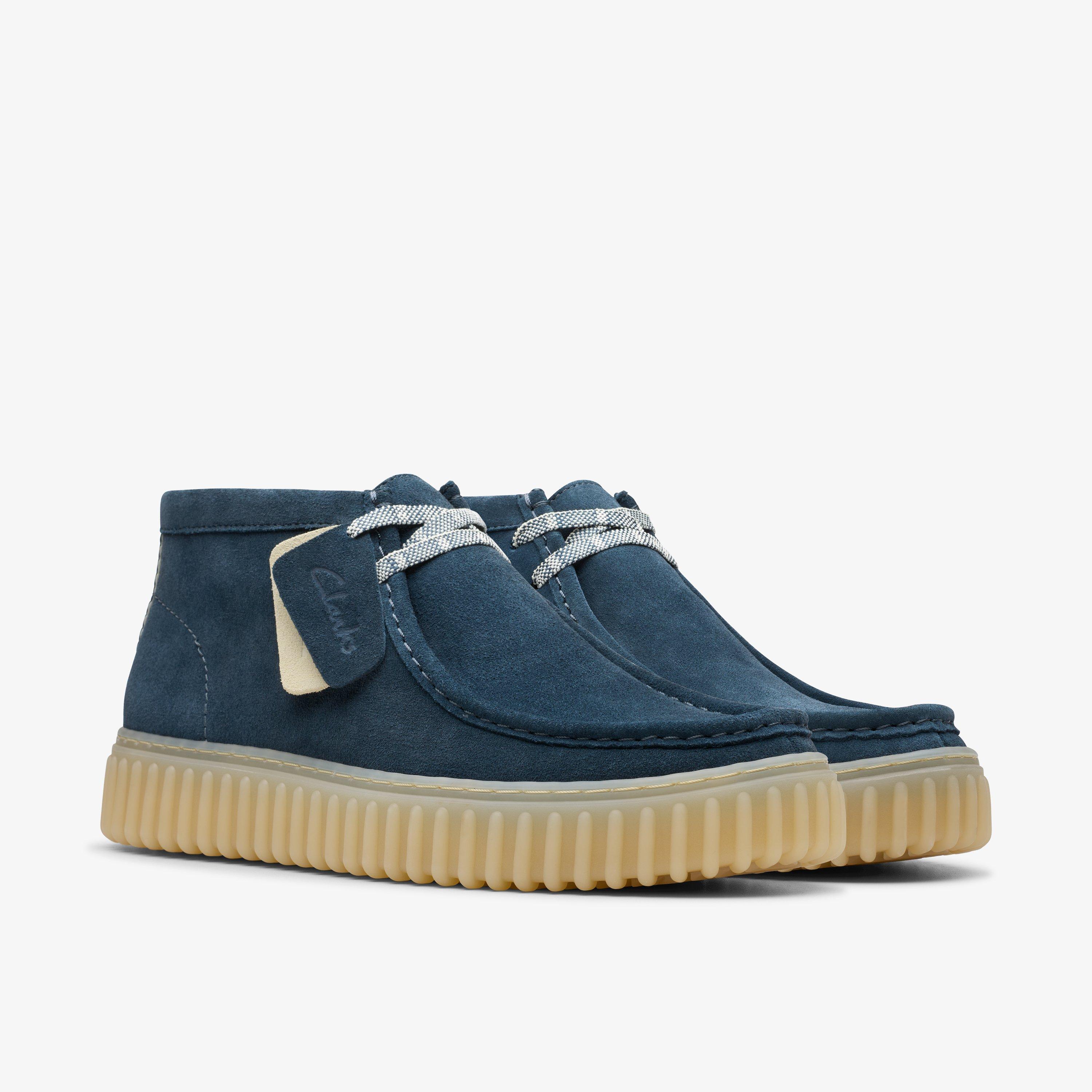 HOMME Torhill Hi en daim bleu Bottes | Clarks
