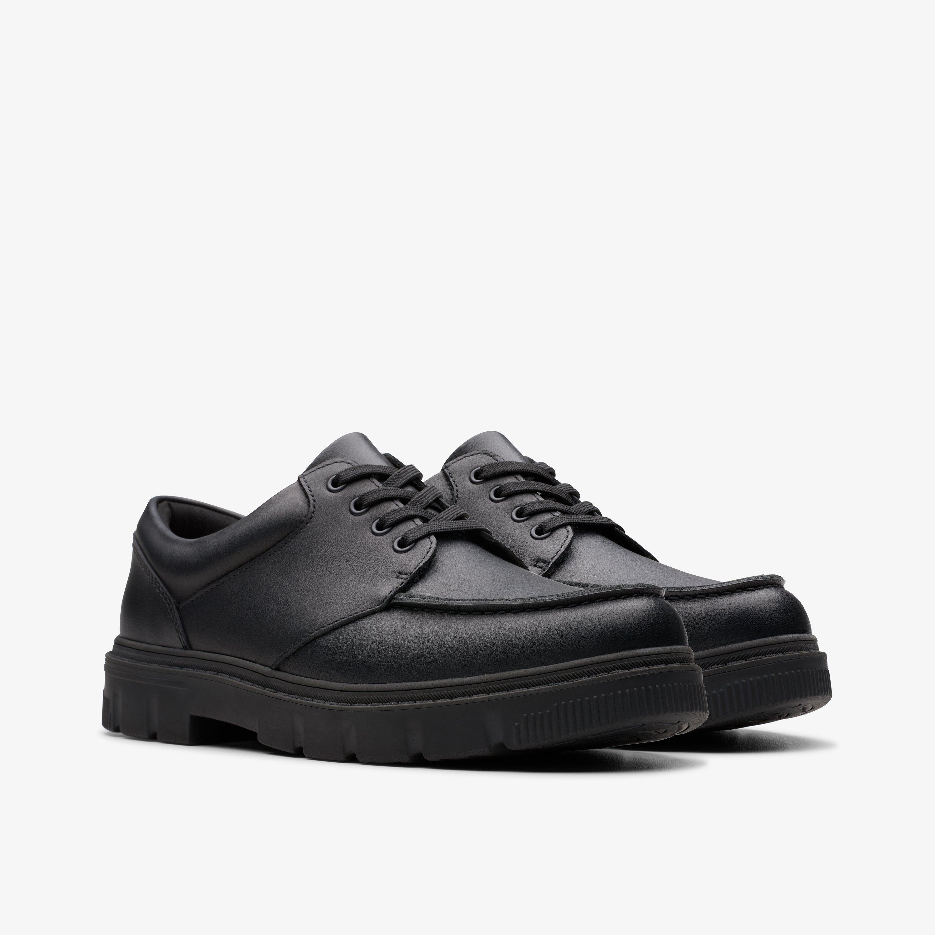 Scarpe da scuola derby con lacci in pelle nera per ragazzi Lorcam Edge ...