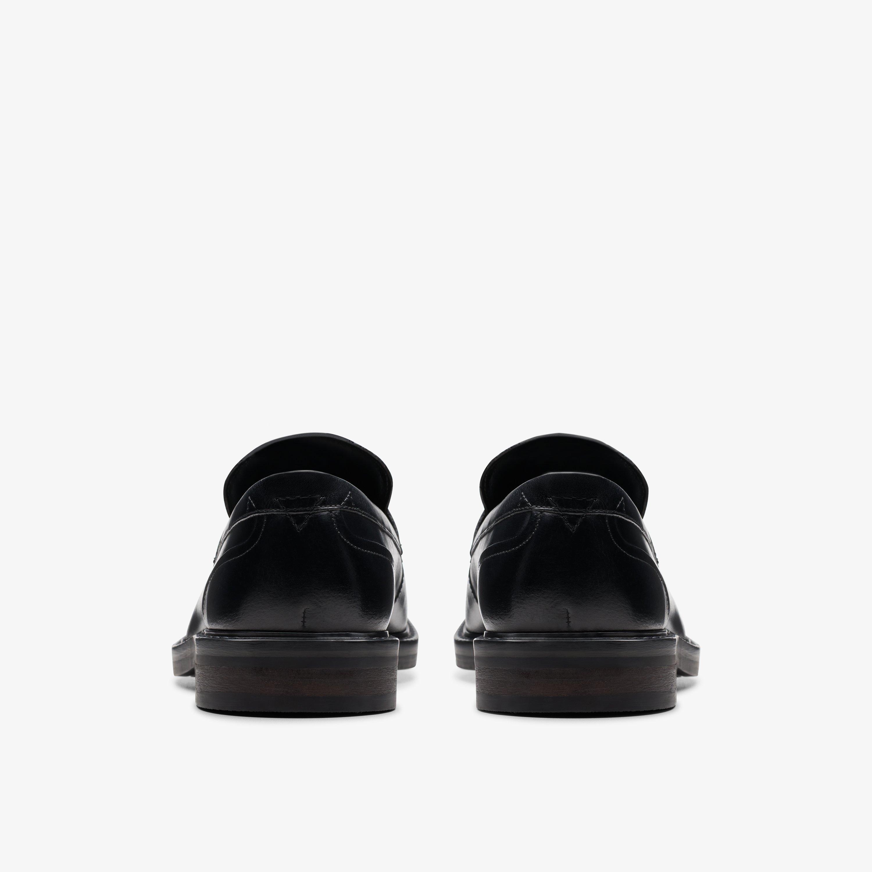 Mens Aldwin Step Black Leather Loafer Shoes