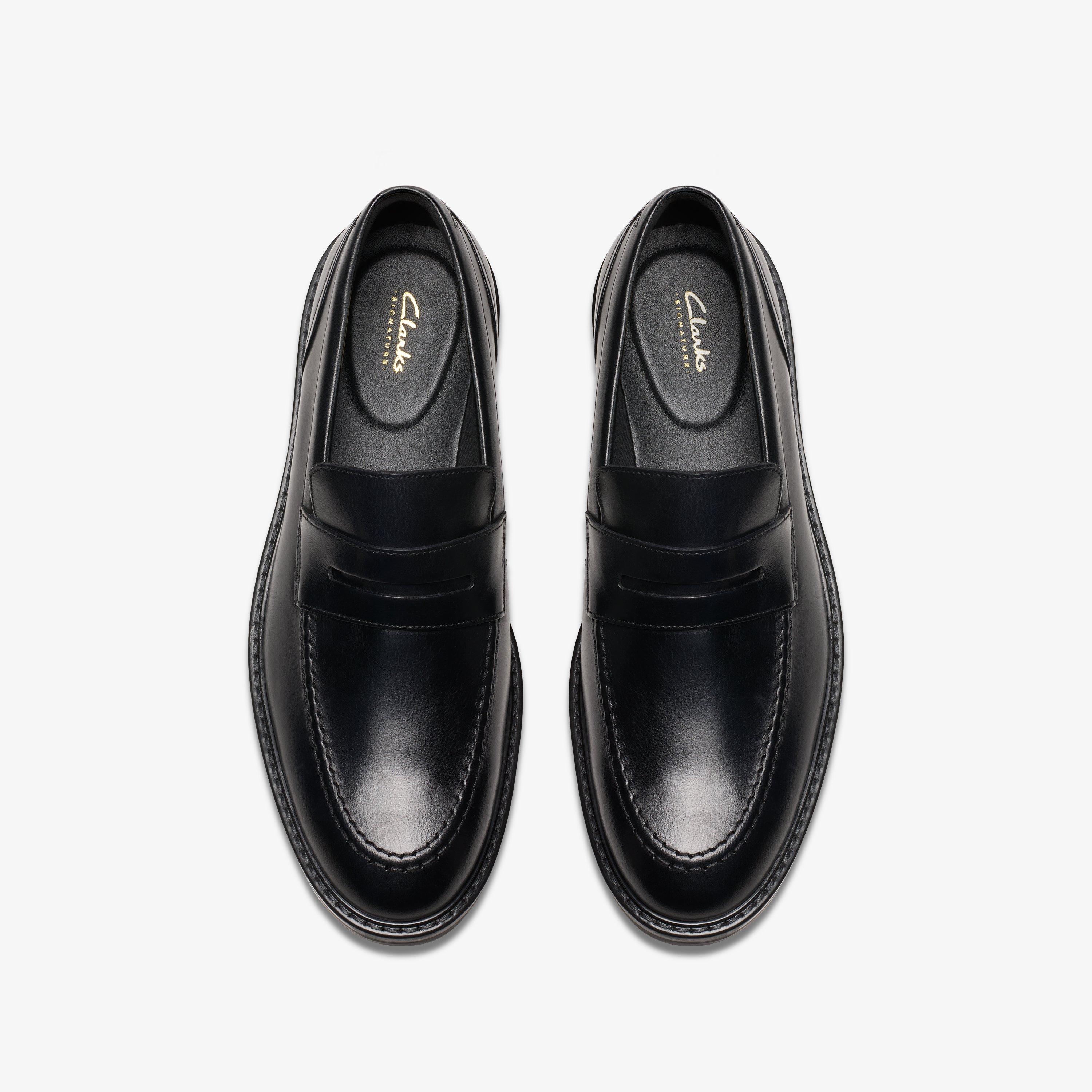 Mens Aldwin Step Black Leather Loafer Shoes