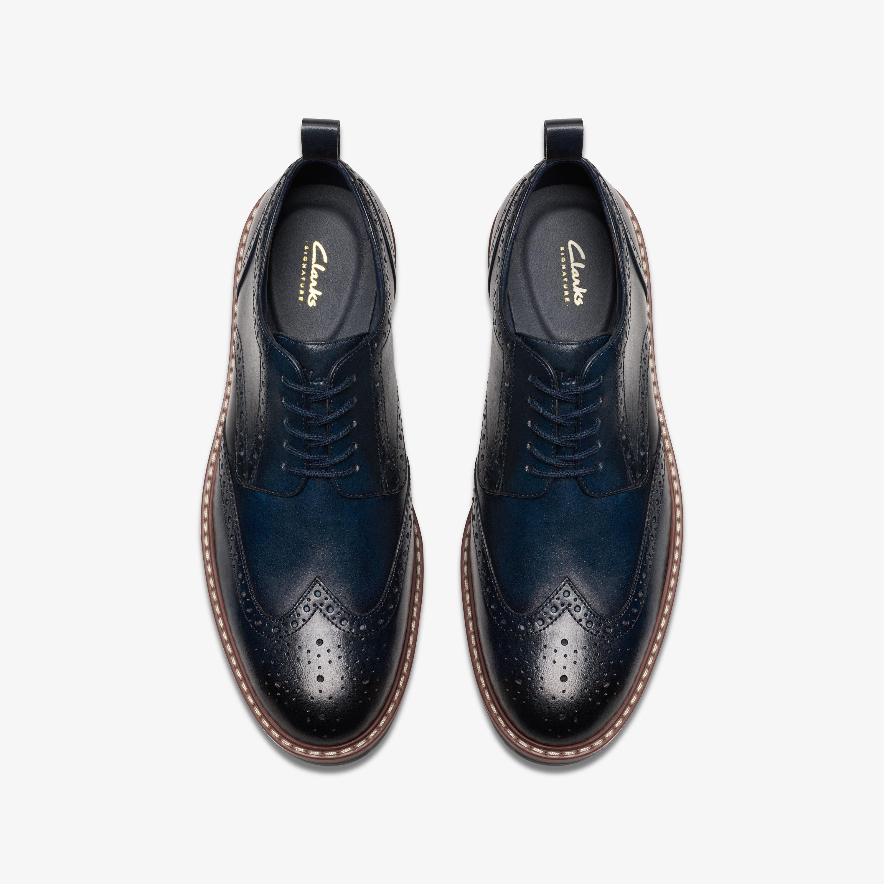 Mens Aldwin Limit Navy Leather Shoes | Clarks CA