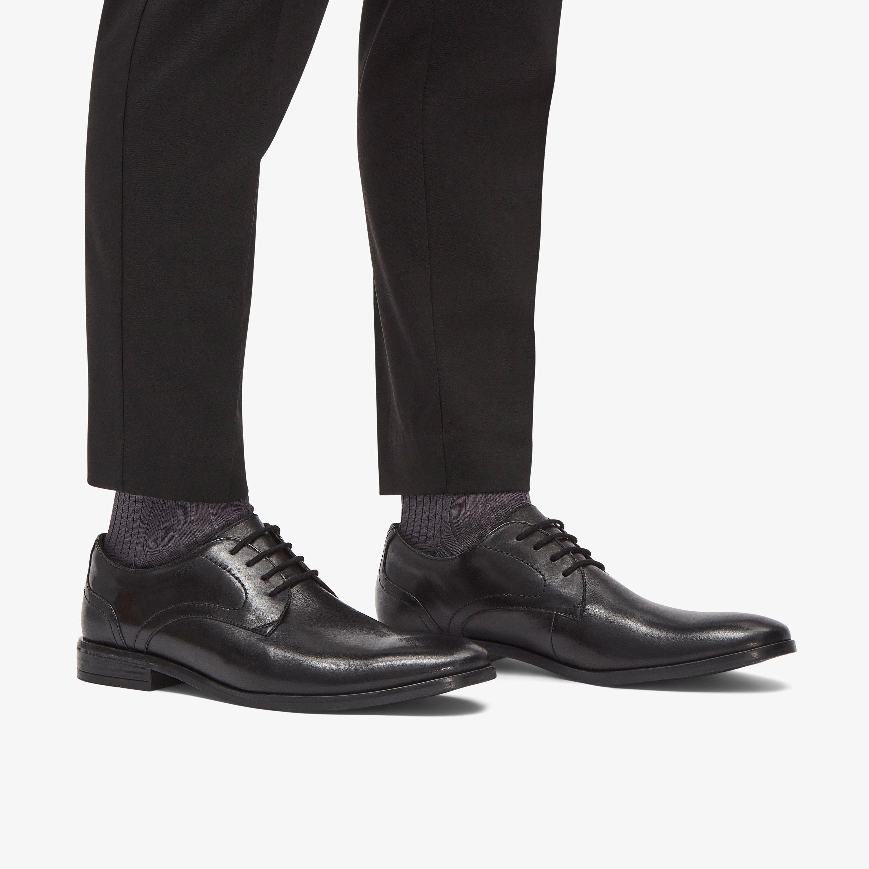 Mens Brandon Lace Black Leather Derby Shoes, Lace Up | Clarks Outlet