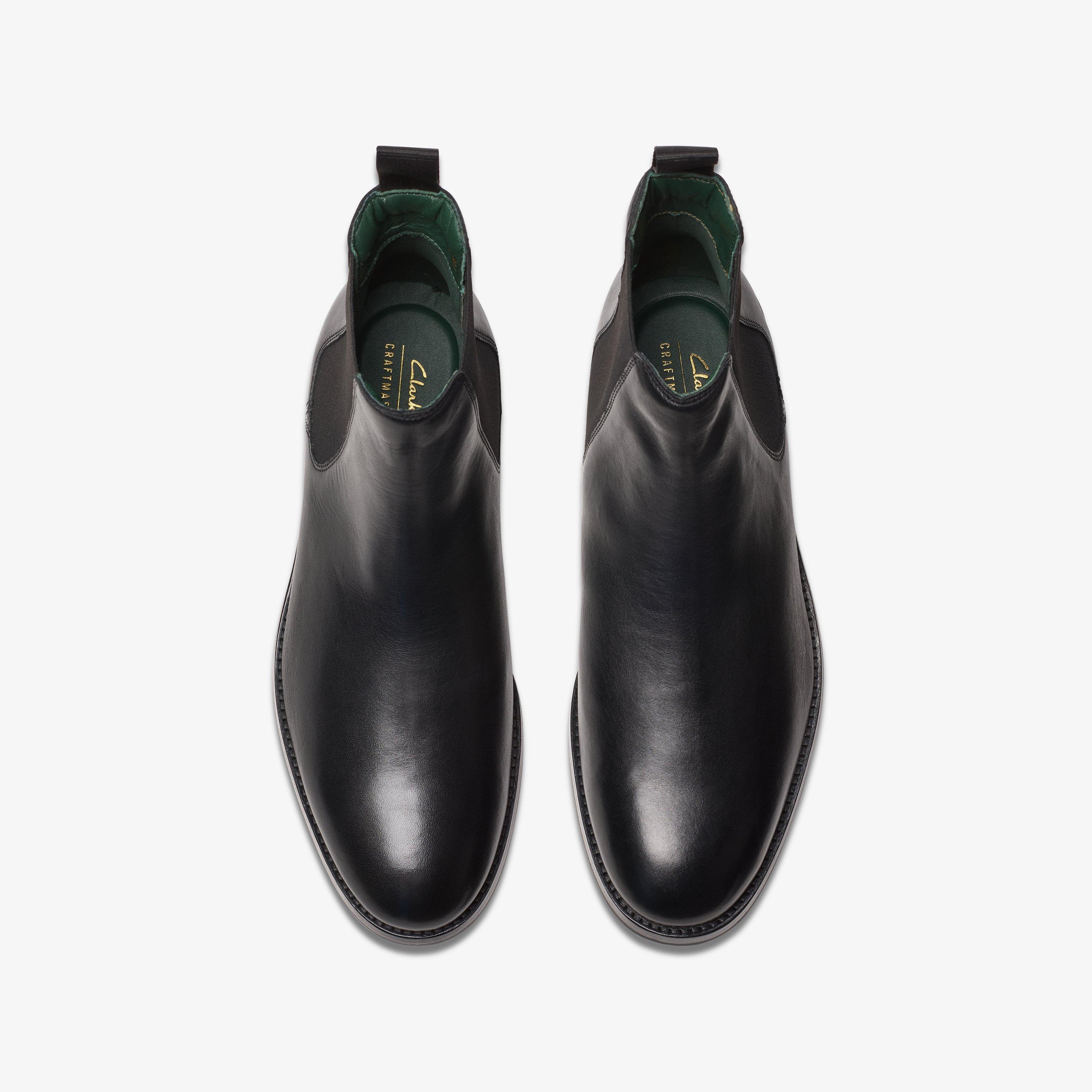 Mens Craft James Top Black Leather Chelsea Ankle Boots | Clarks
