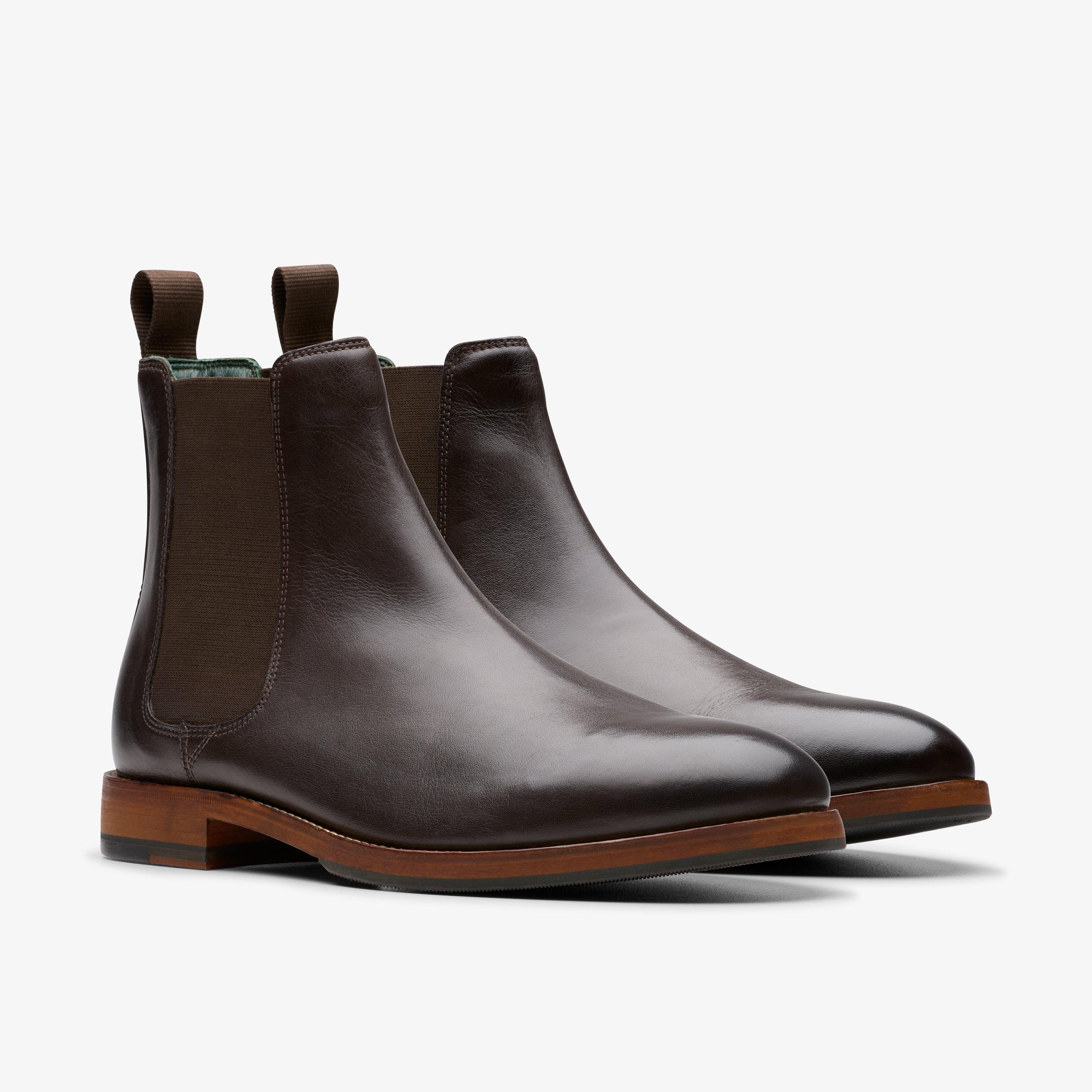 Mens Craft James Top Dark Brown Leather Ankle Boots, Chelsea Boots ...