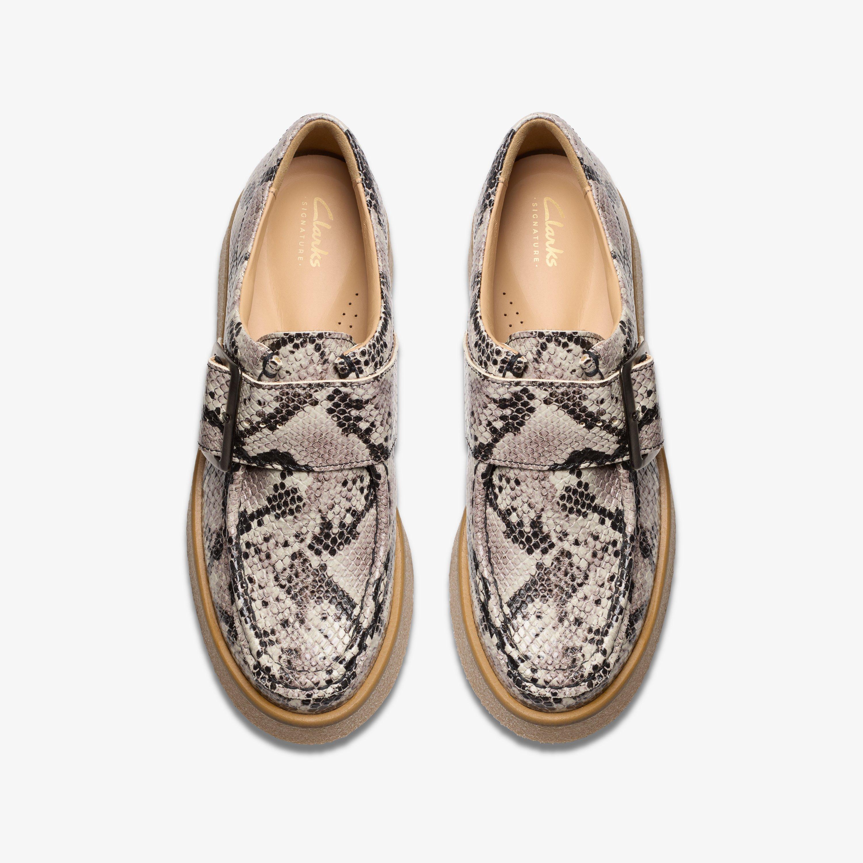 Womens Linoso Monk Grey Snake Leather Monk | Clarks