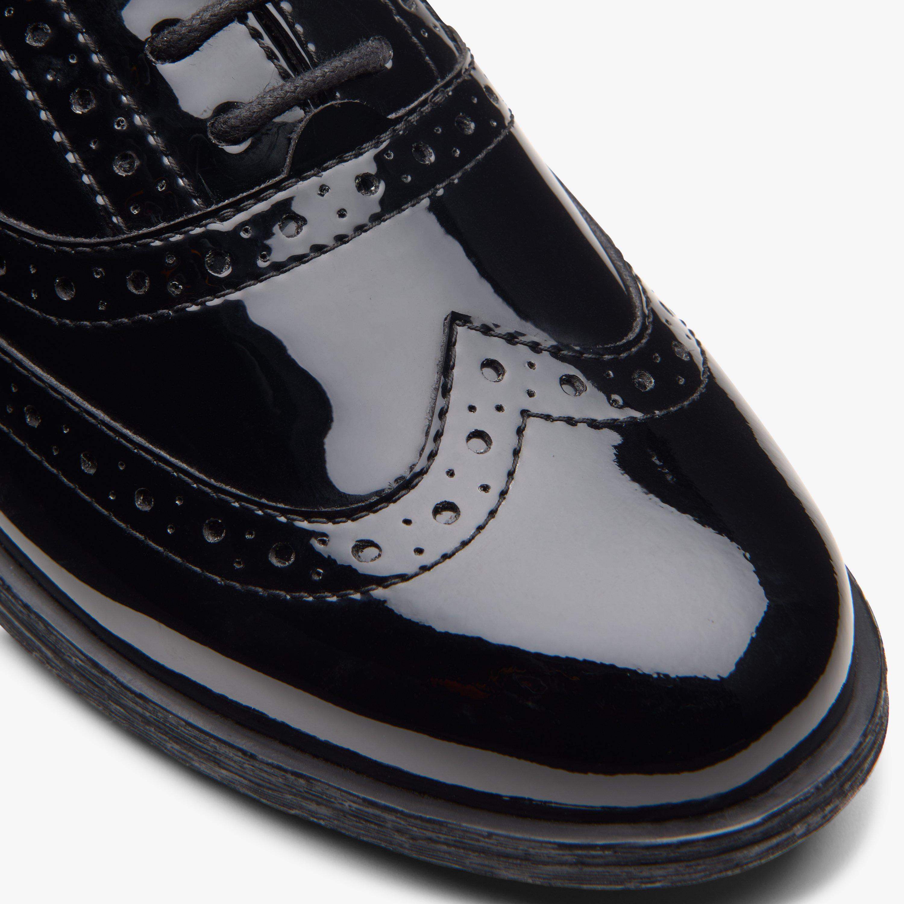 Womens Havisham Oak Black Patent Brogues, Lace Up Shoes | Clarks UK