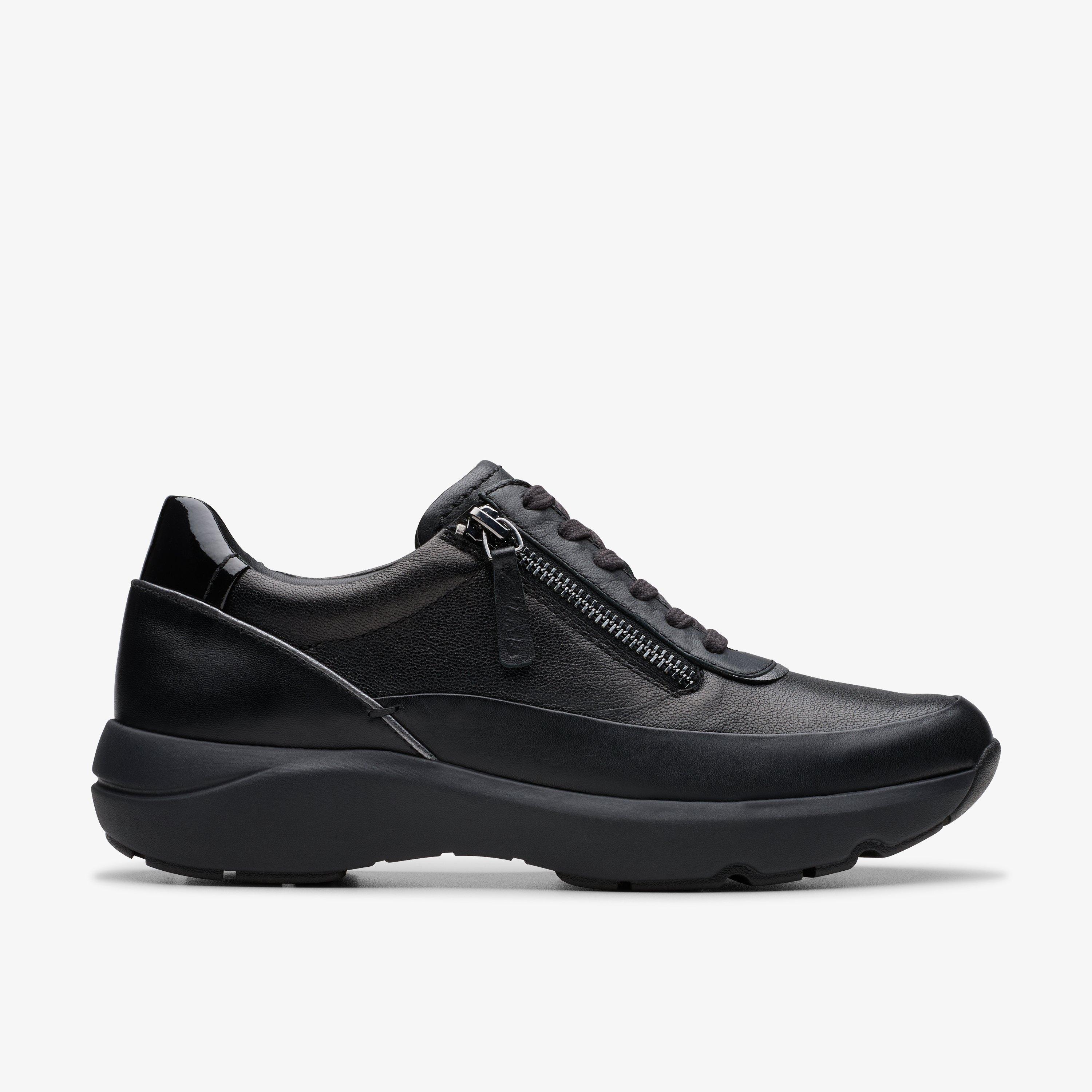 Womens Tivoli Zip Black Combination Trainers | Clarks