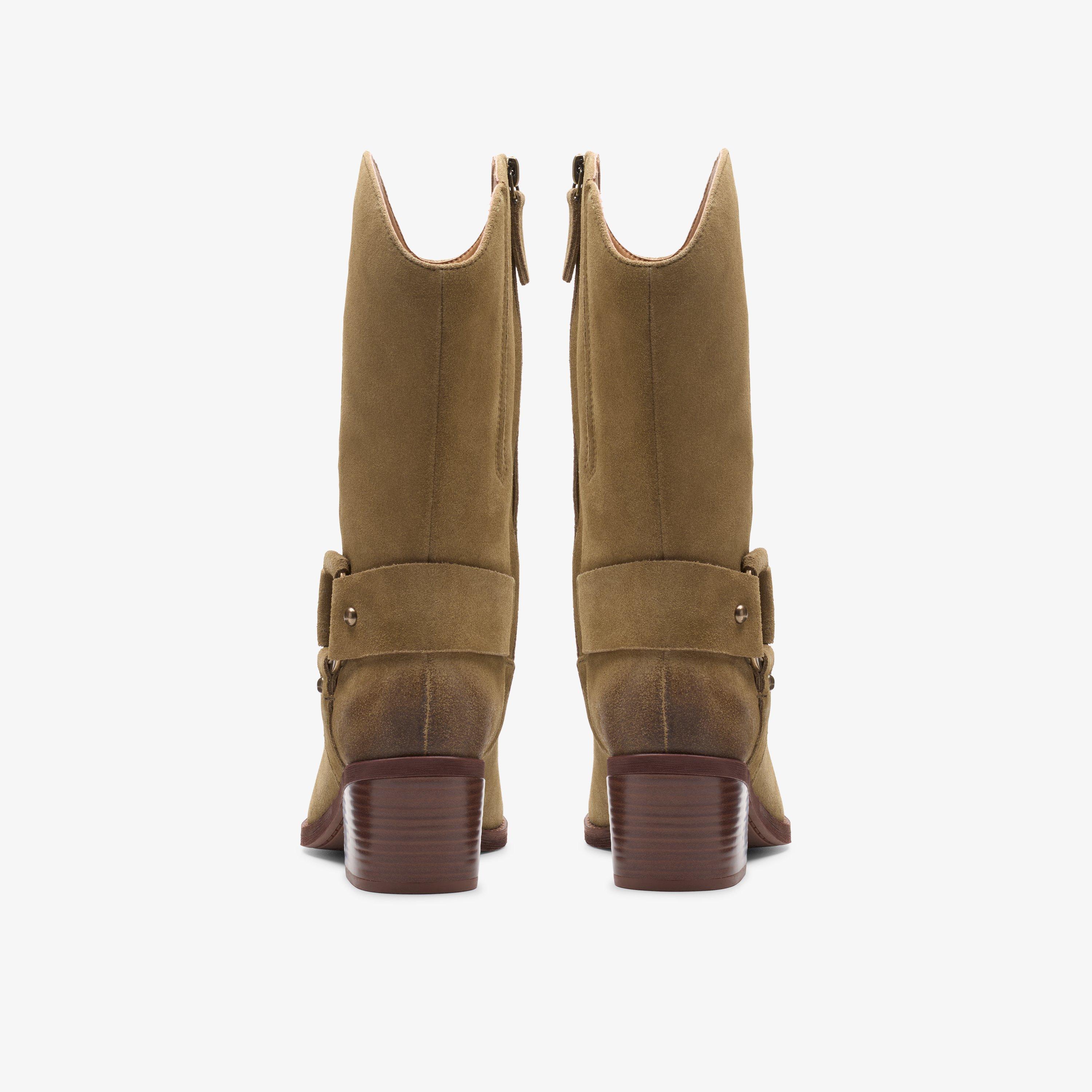 Womens Morzine Rise Dark Sand Suede Mid Calf Boots, Cowboy Boots Boots ...