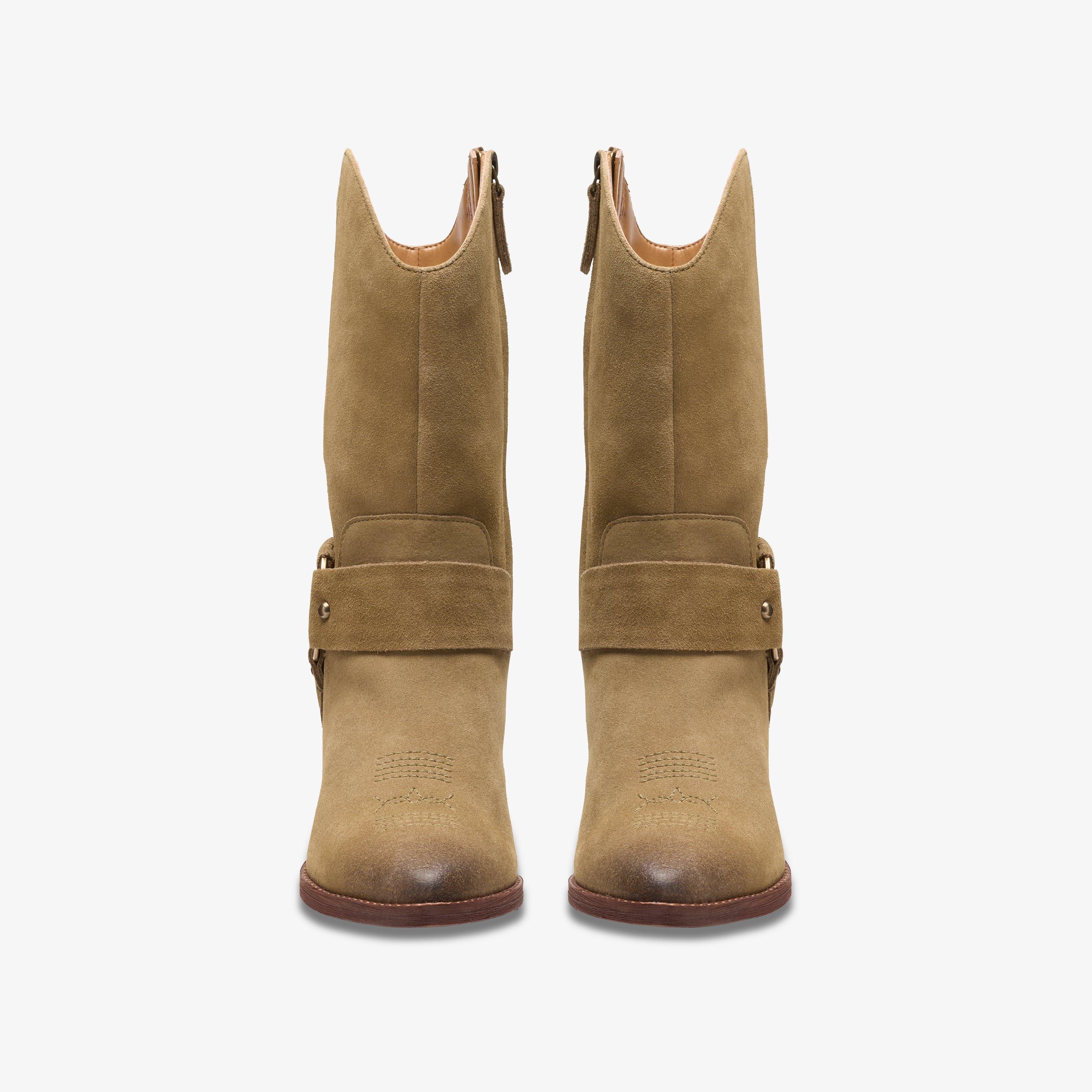 Bottes mi-mollet en daim sable foncé pour femmes Morzine Rise | Clarks