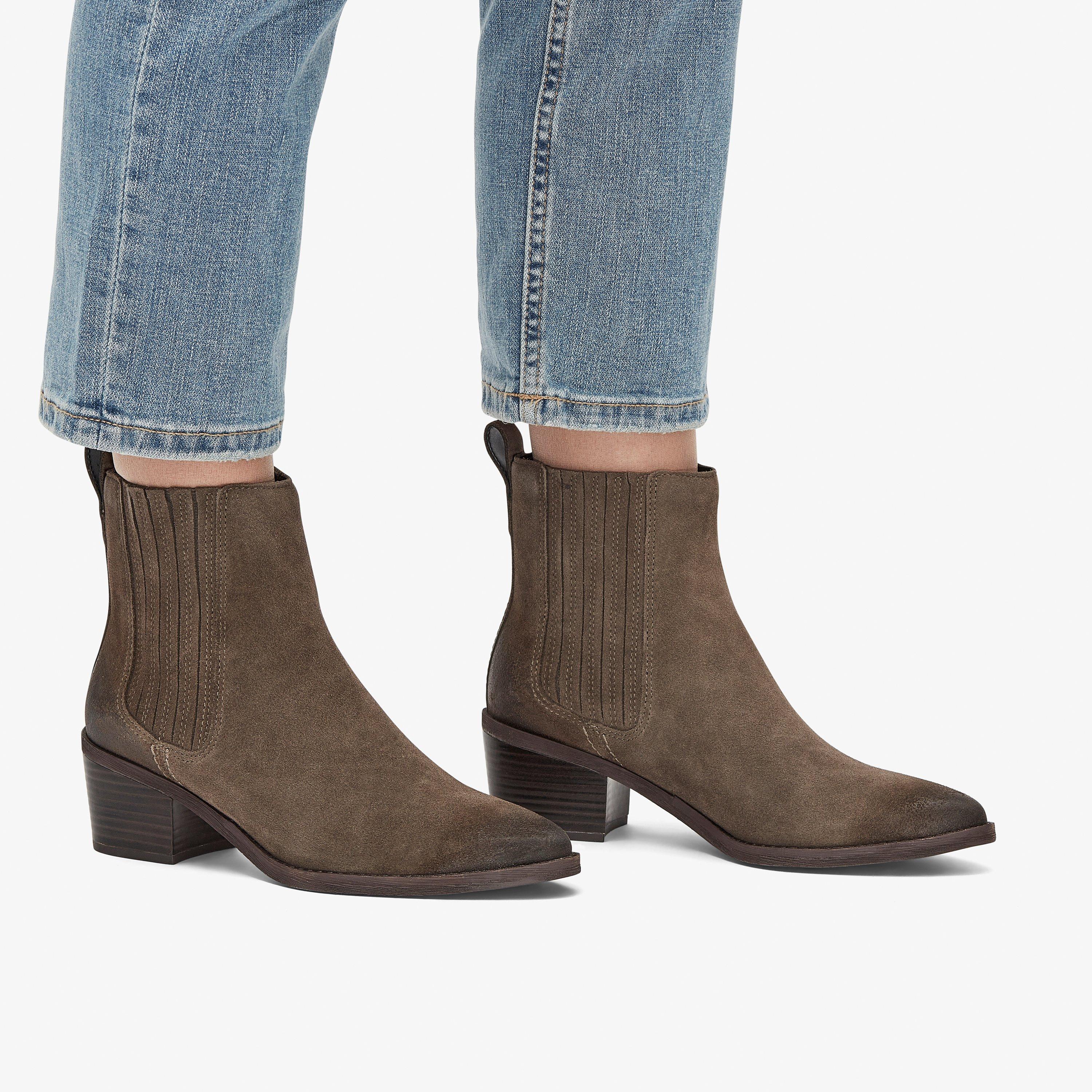 Womens Morzine Top Ankle Boot Mole Grey Suede Chelsea Boots Boots ...