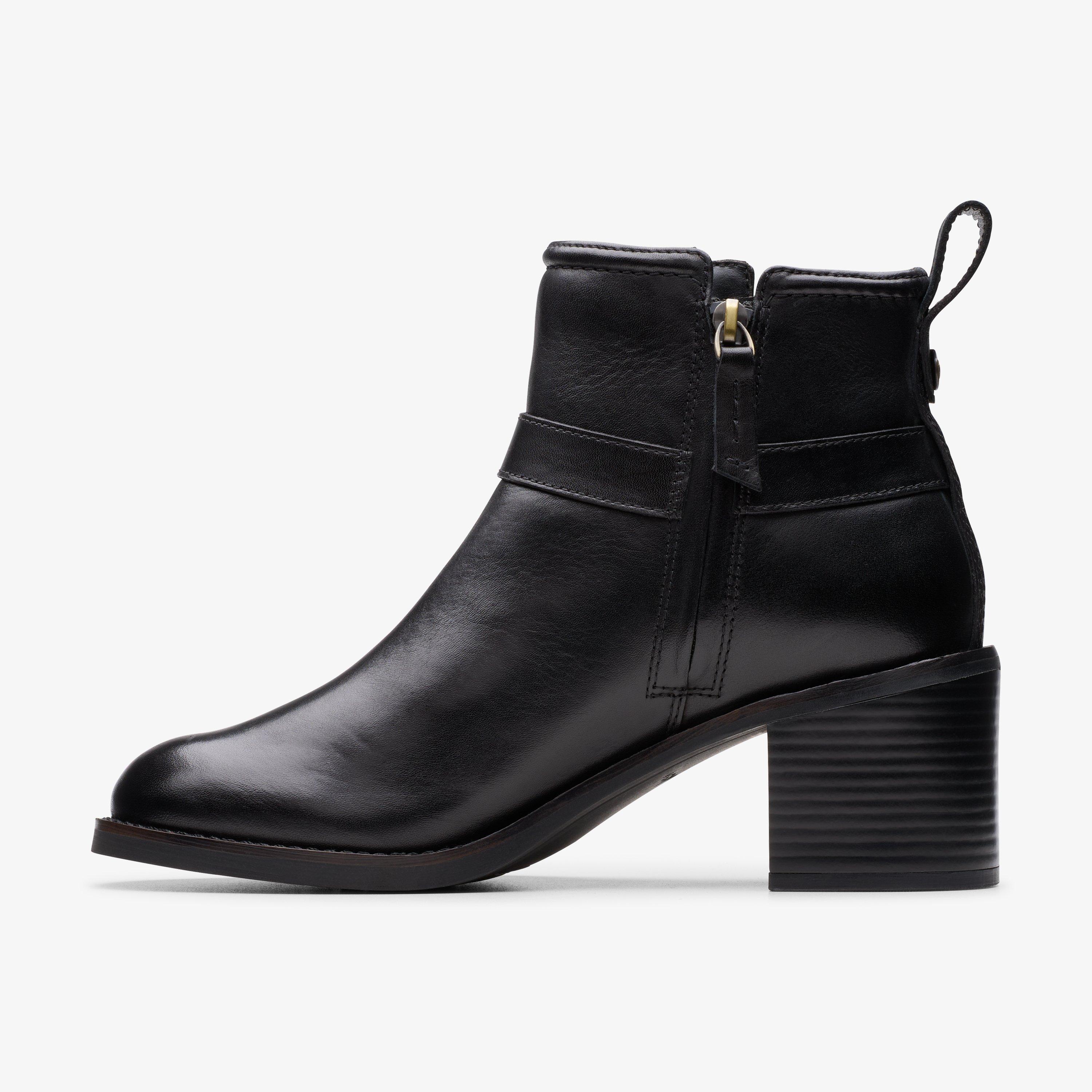 Womens Chamberly Trim Black Leather Ankle Boots Boots | Clarks UK