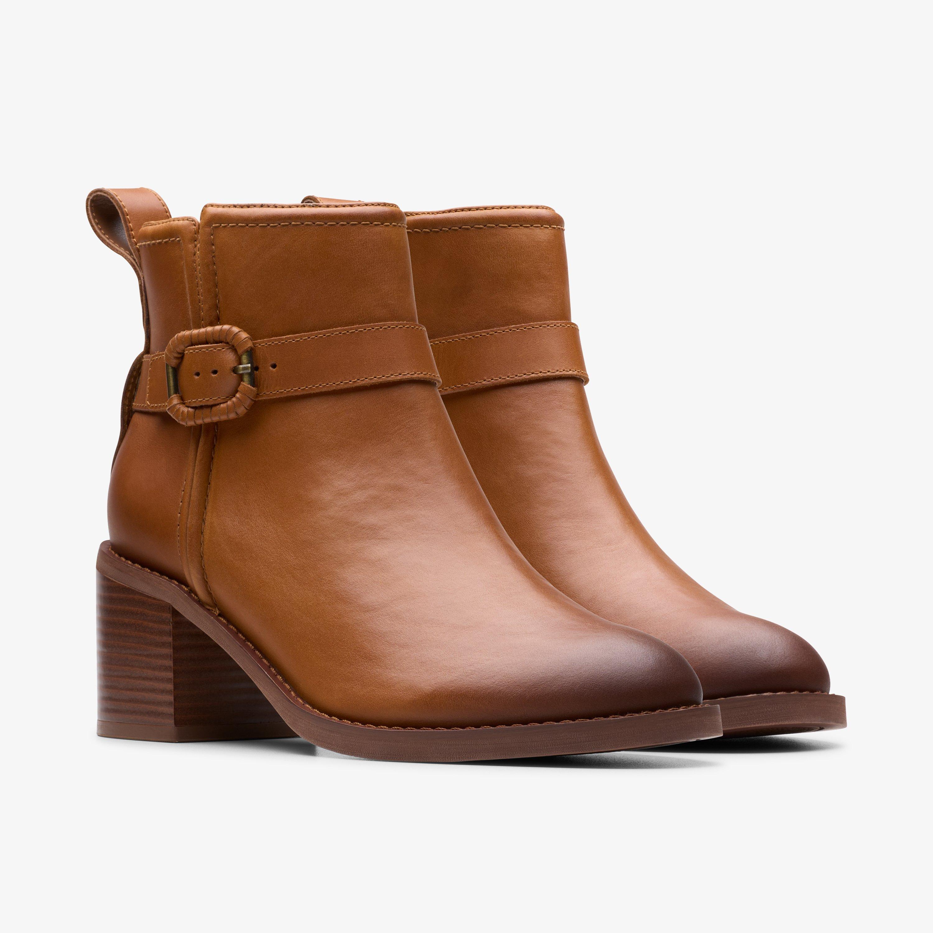 Womens Chamberly Trim Mid Tan Leather Ankle Boots | Clarks