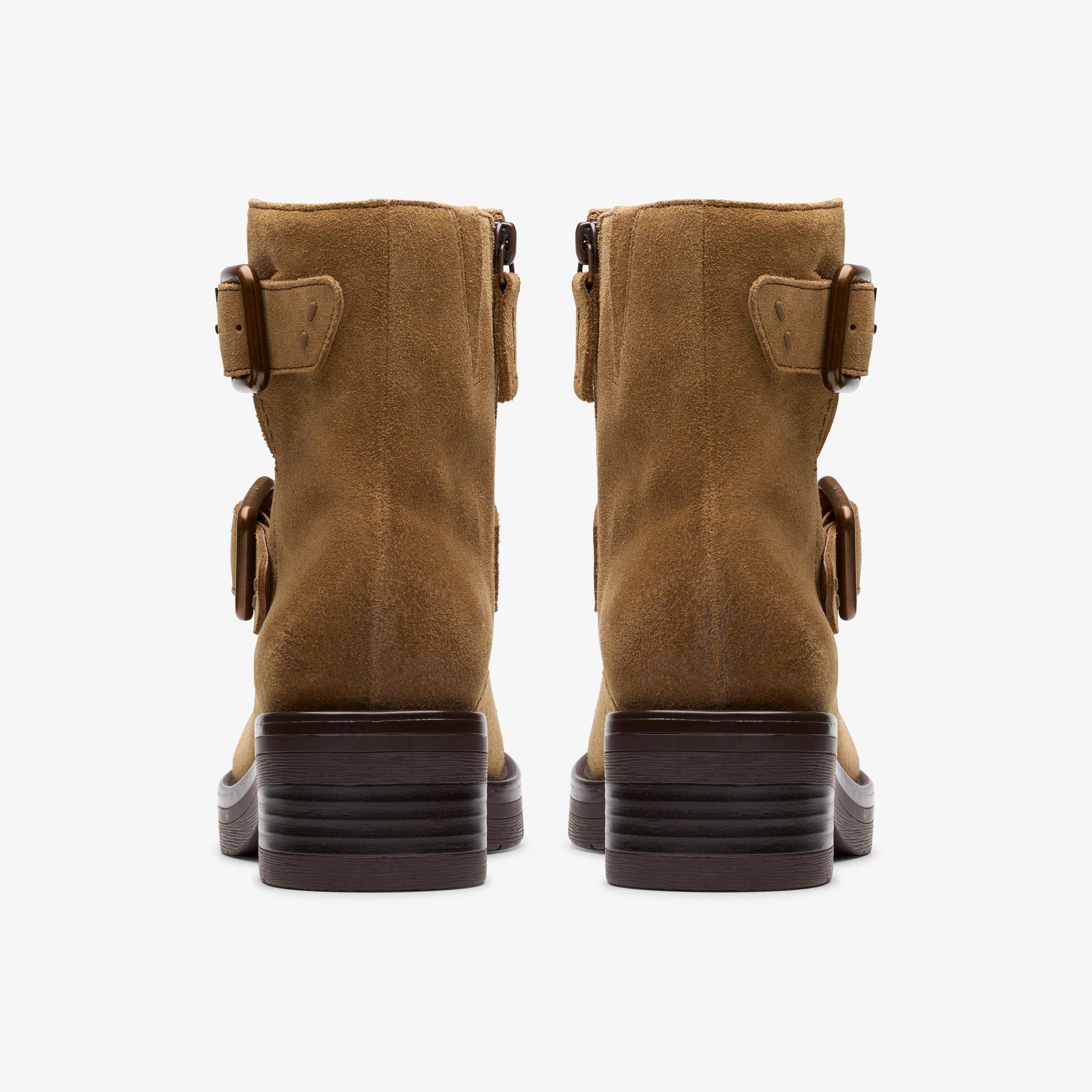 Botines de tobillo con hebilla de ante color nogal para mujeres | Clarks