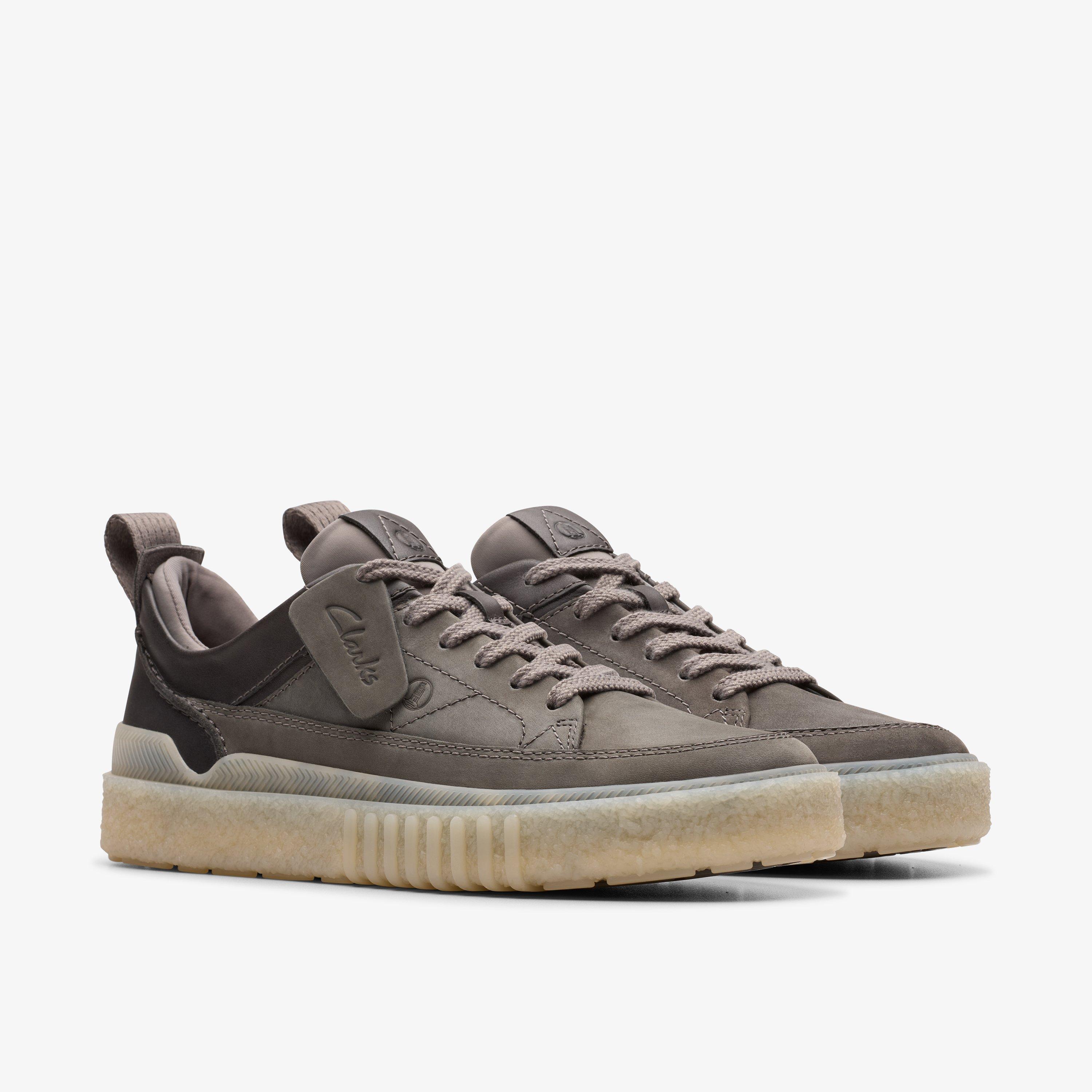 Mens Somerset Lace Dark Grey Nubuck Trainers | Clarks