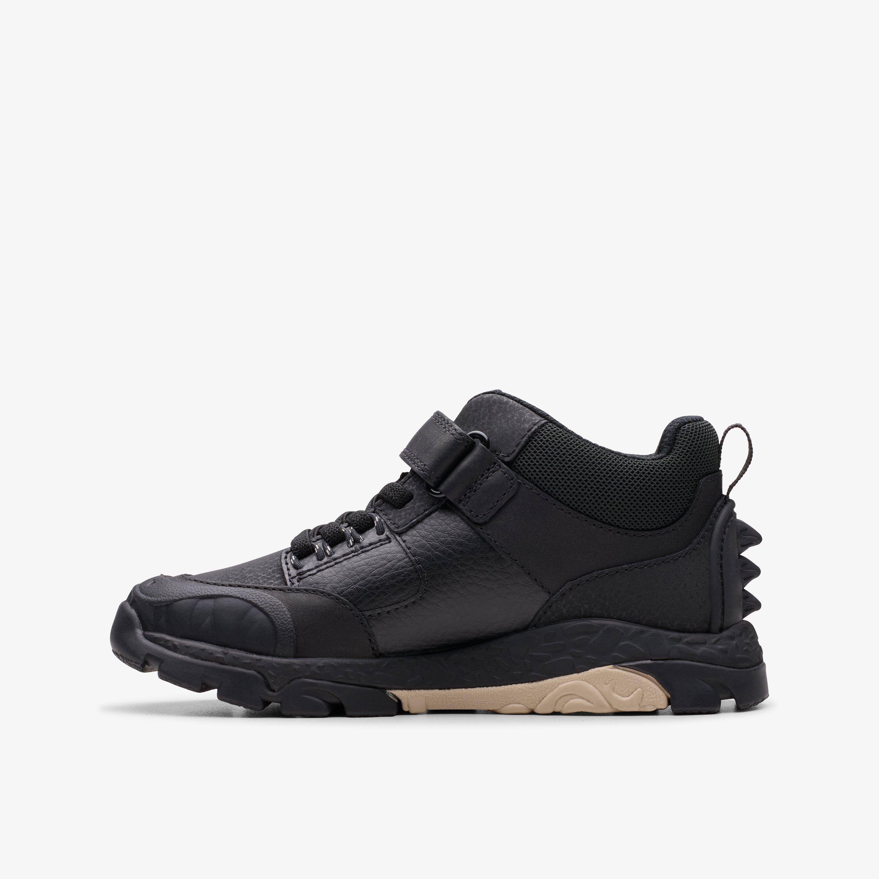 Boys Steggy 2 Glow Kid Black Leather Trainers, High Tops, Riptape ...