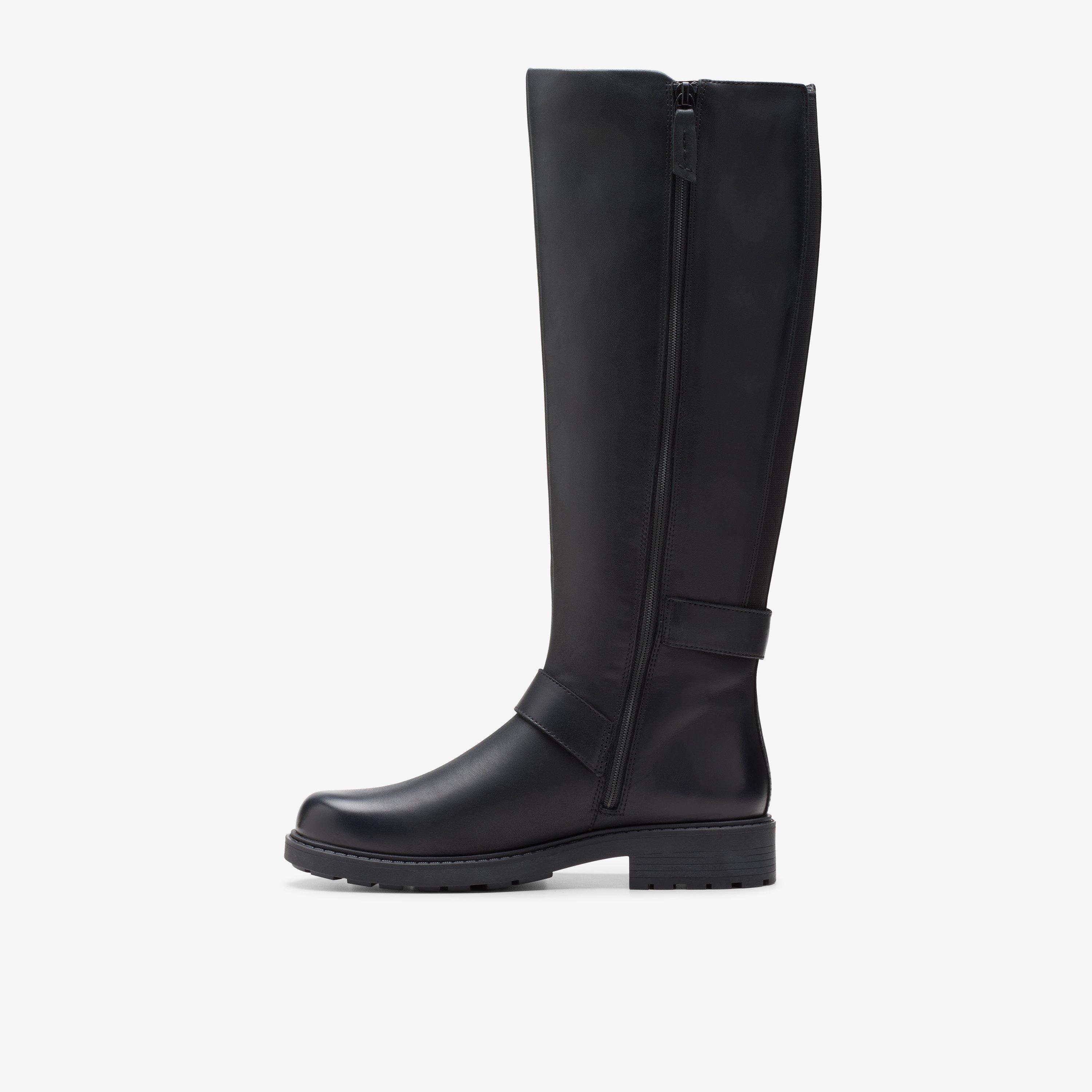 Womens Orinoco2 Tall Black Leather Knee High Boots Boots | Clarks UK