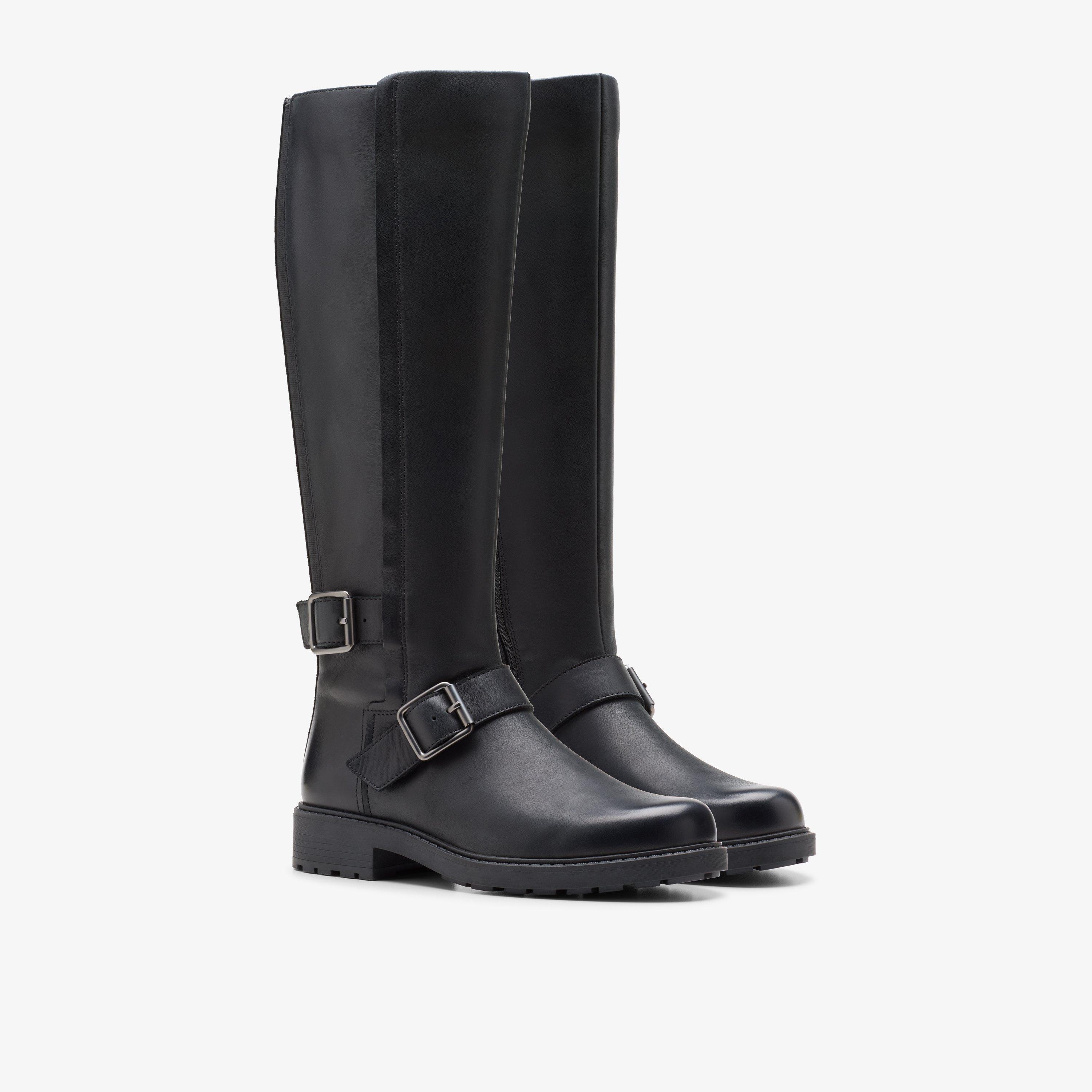 Womens Orinoco2 Tall Black Leather Knee High Boots Boots | Clarks UK