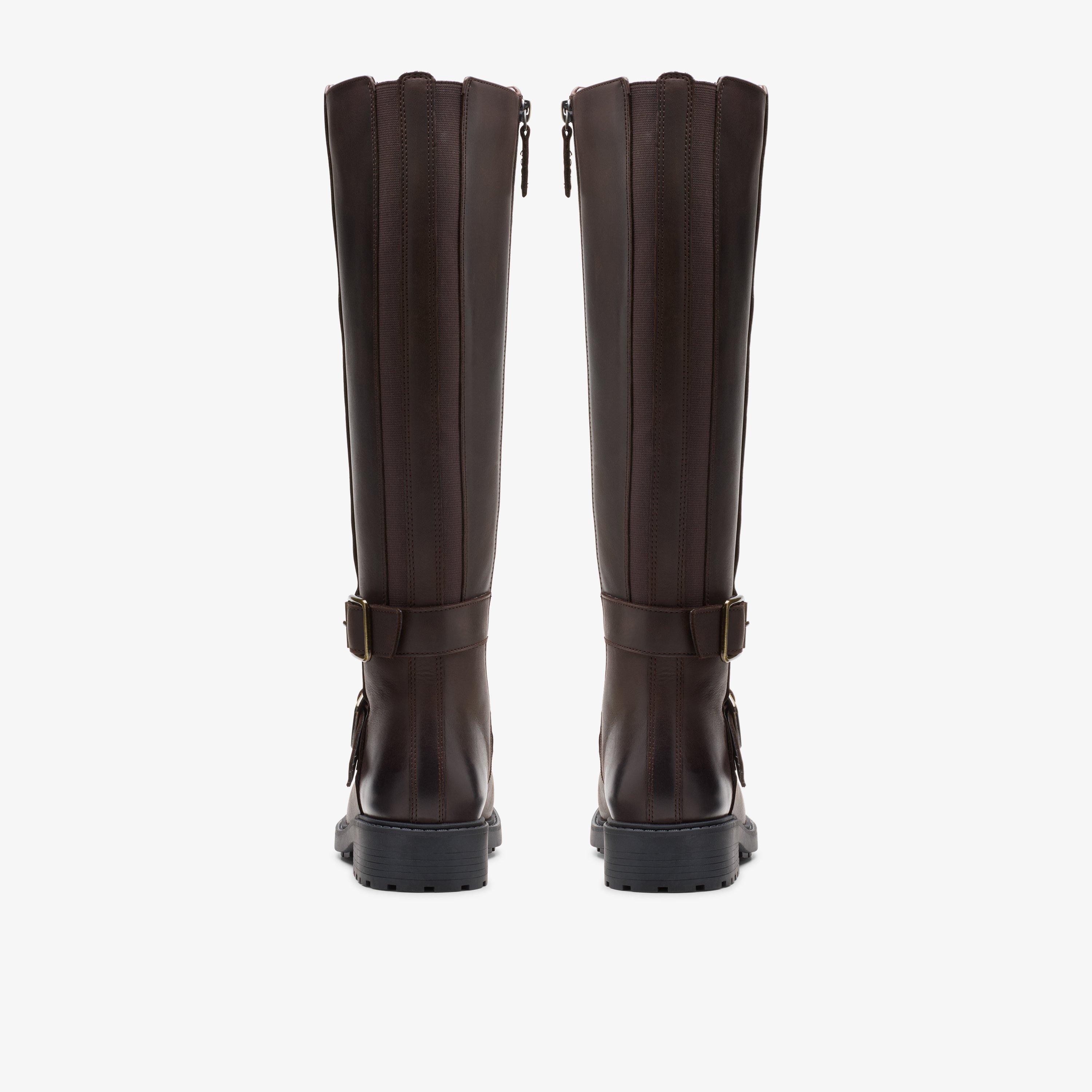 Womens Orinoco 2 Tall Dark Brown Leather Knee High Boots Boots | Clarks UK