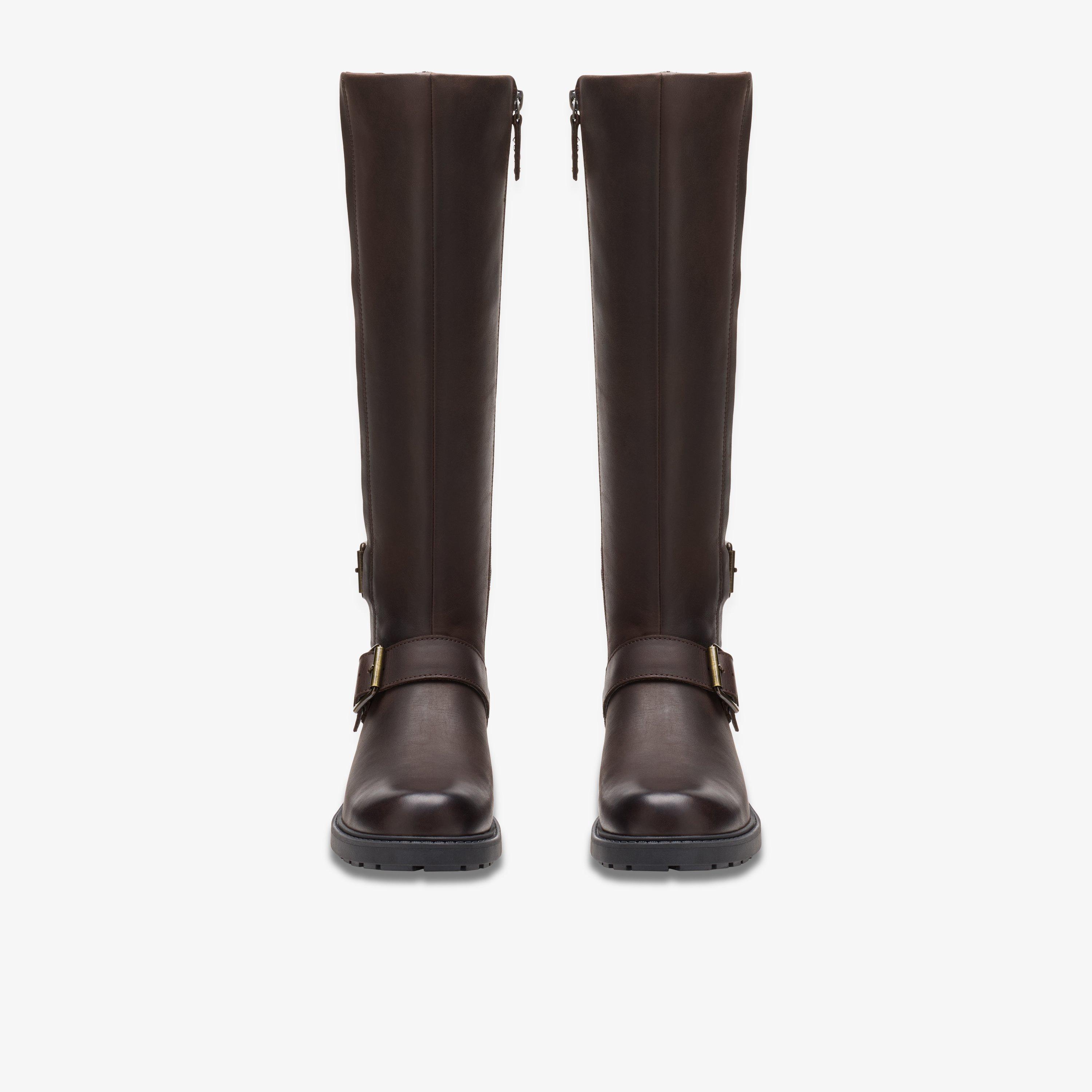 Womens Orinoco 2 Tall Dark Brown Leather Knee High Boots Boots | Clarks UK