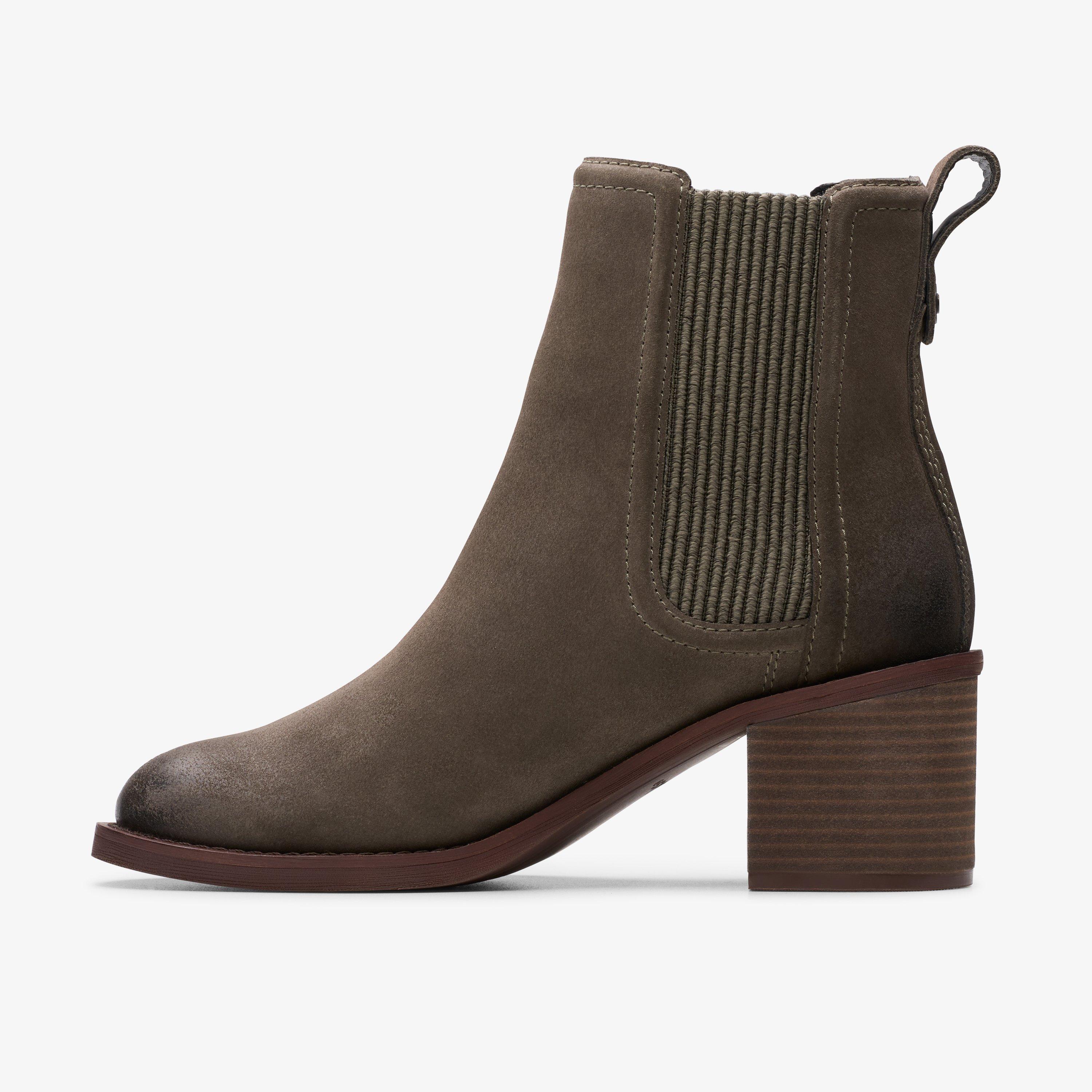 Botines Chelsea de Ante Gris Topo para Mujeres Chamberly Top | Clarks