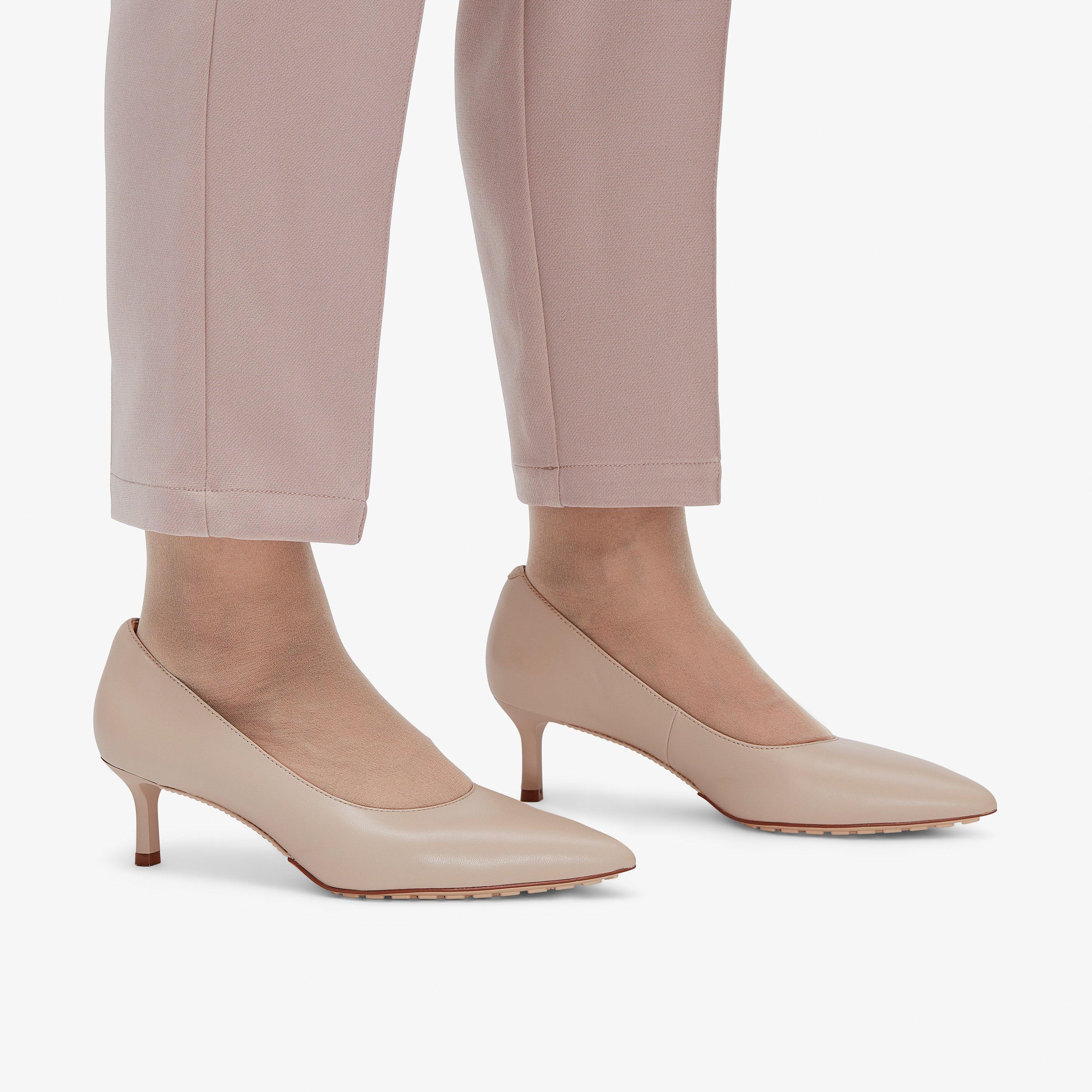 Womens Adela Court Sand Leather Court Shoes Heels | Clarks Outlet