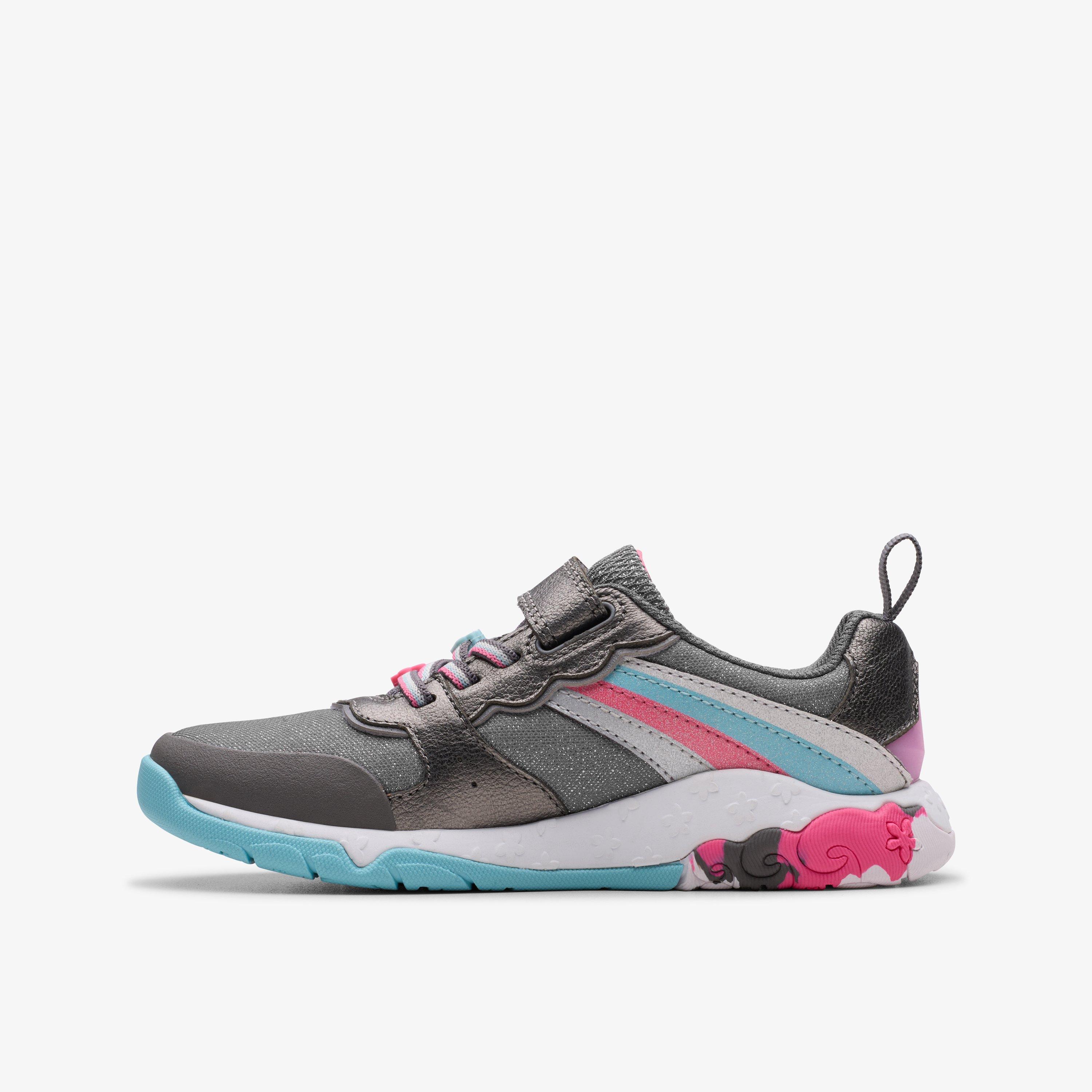 Girls Tidal Star Kid Gun Metal Trainers Riptape | Clarks Outlet