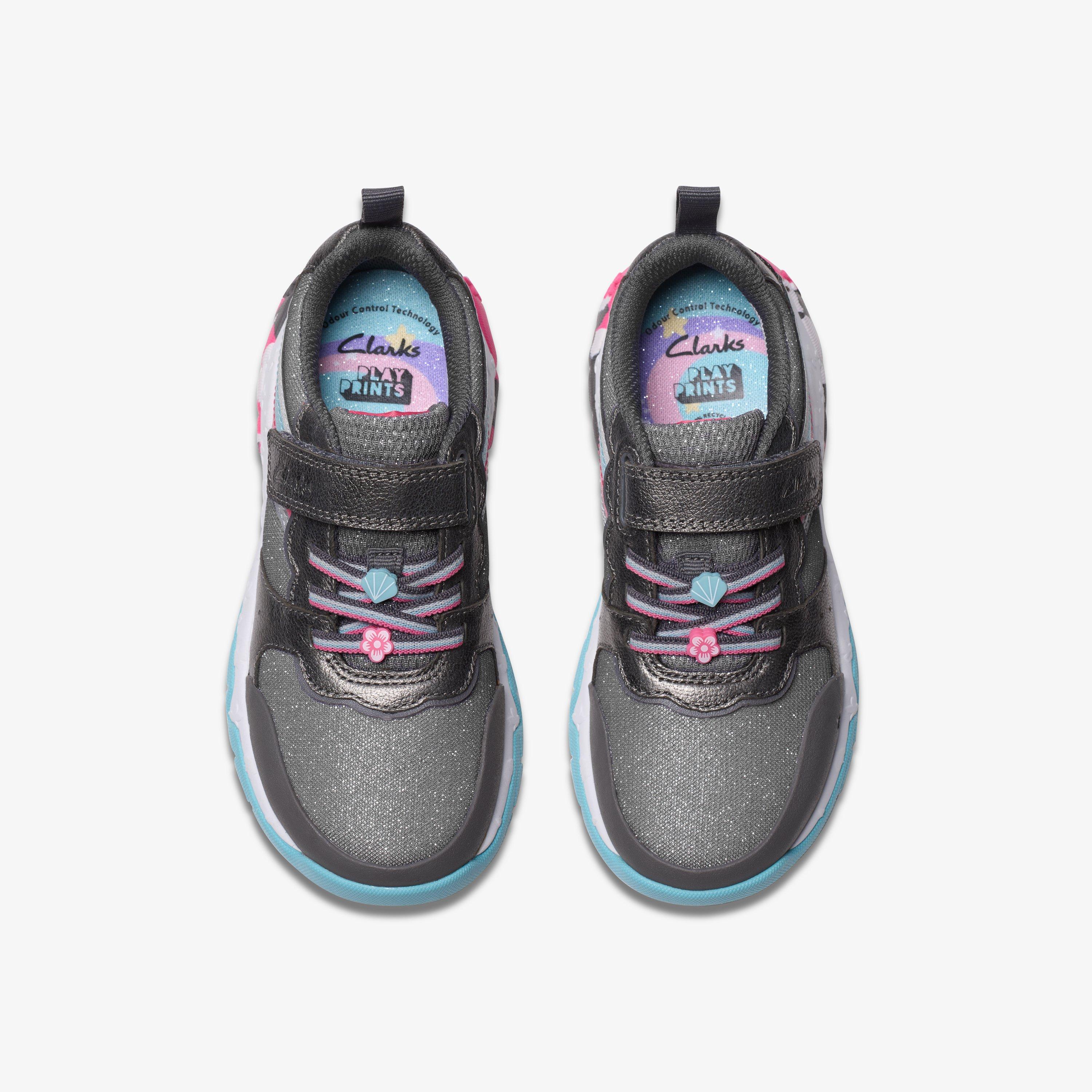 Girls Tidal Star Kid Gun Metal Trainers Riptape | Clarks Outlet