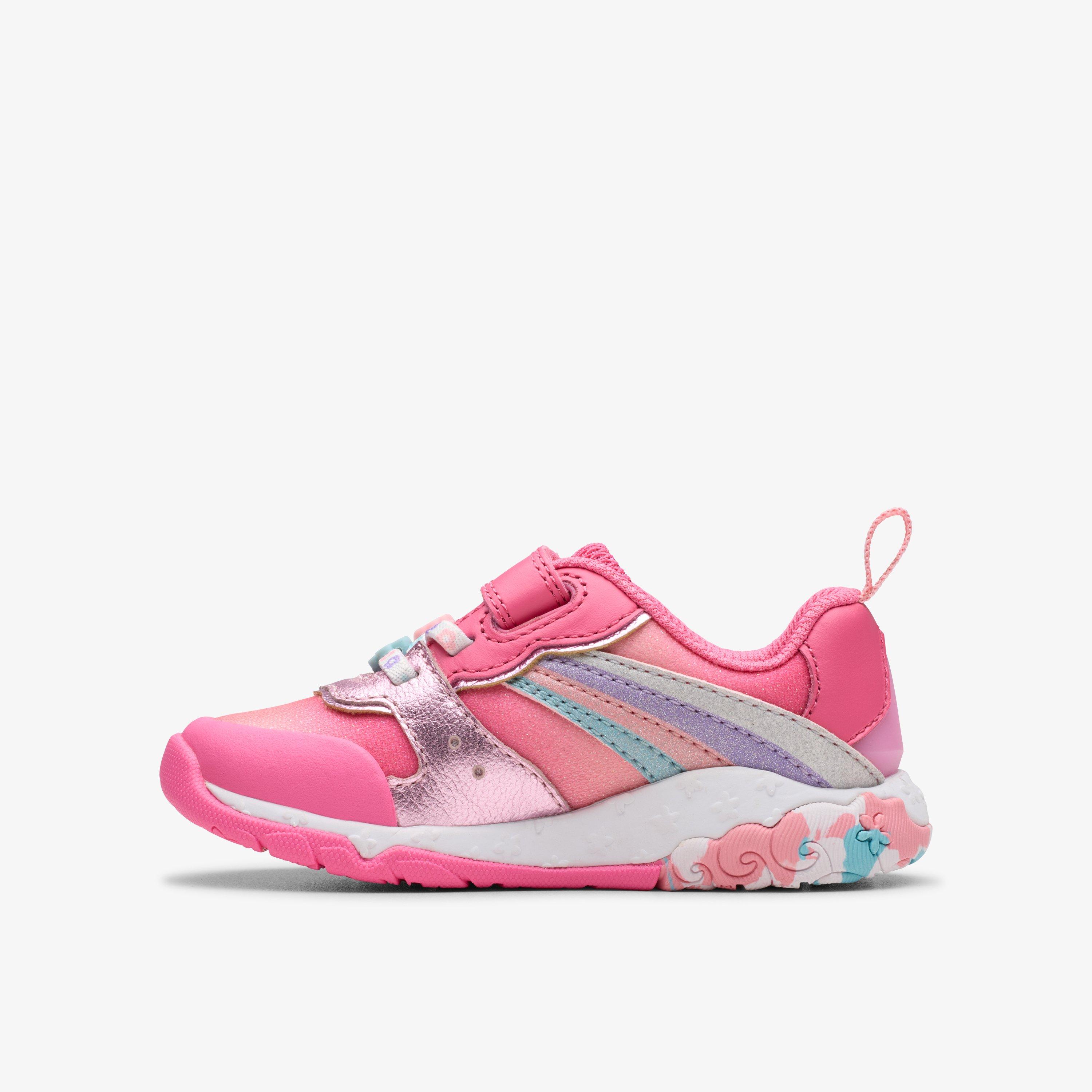 Girls Tidal Star Toddler Bright Pink Combination Trainers Riptape ...