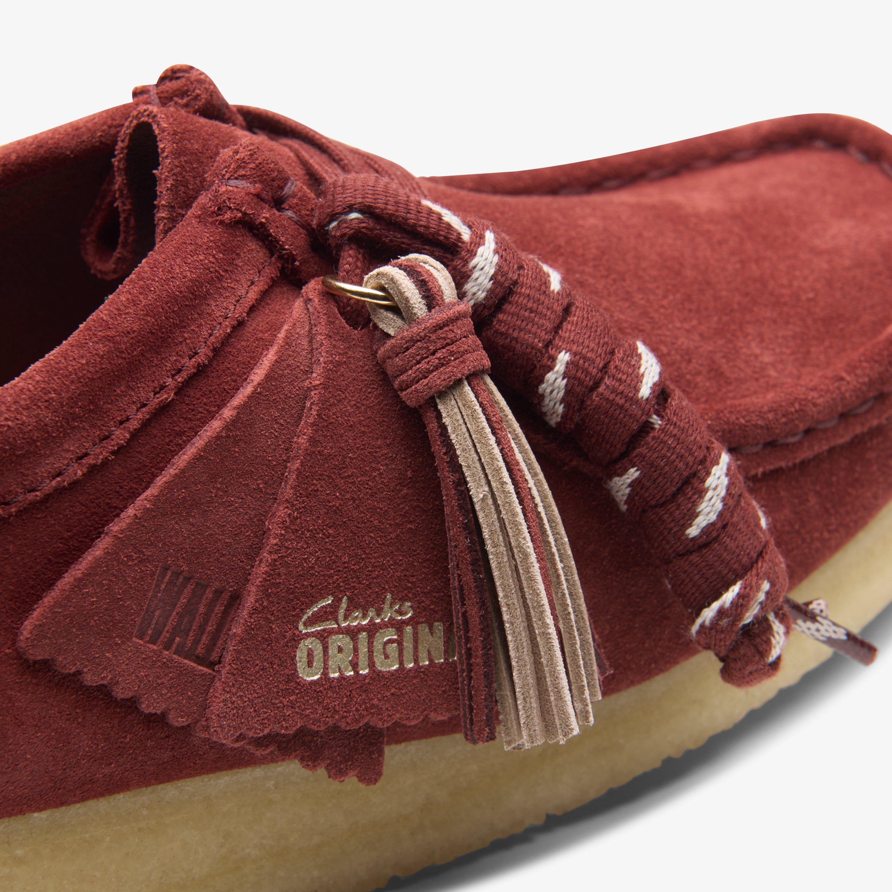 WOMENS Wallabee Deep Red Suede Shoes | Clarks Originals