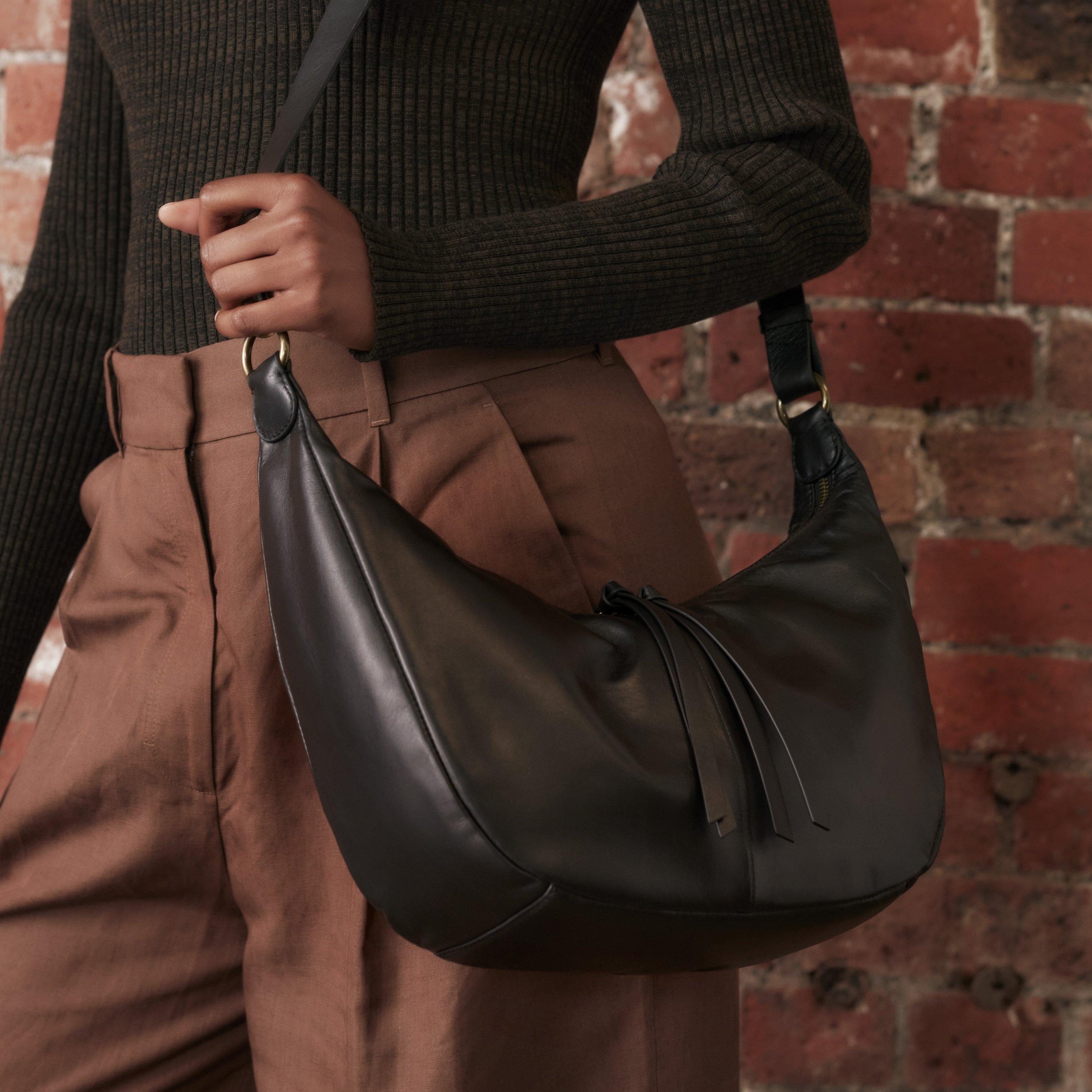 Womens Willow Moon Black Leather Shoulder Bag | Clarks