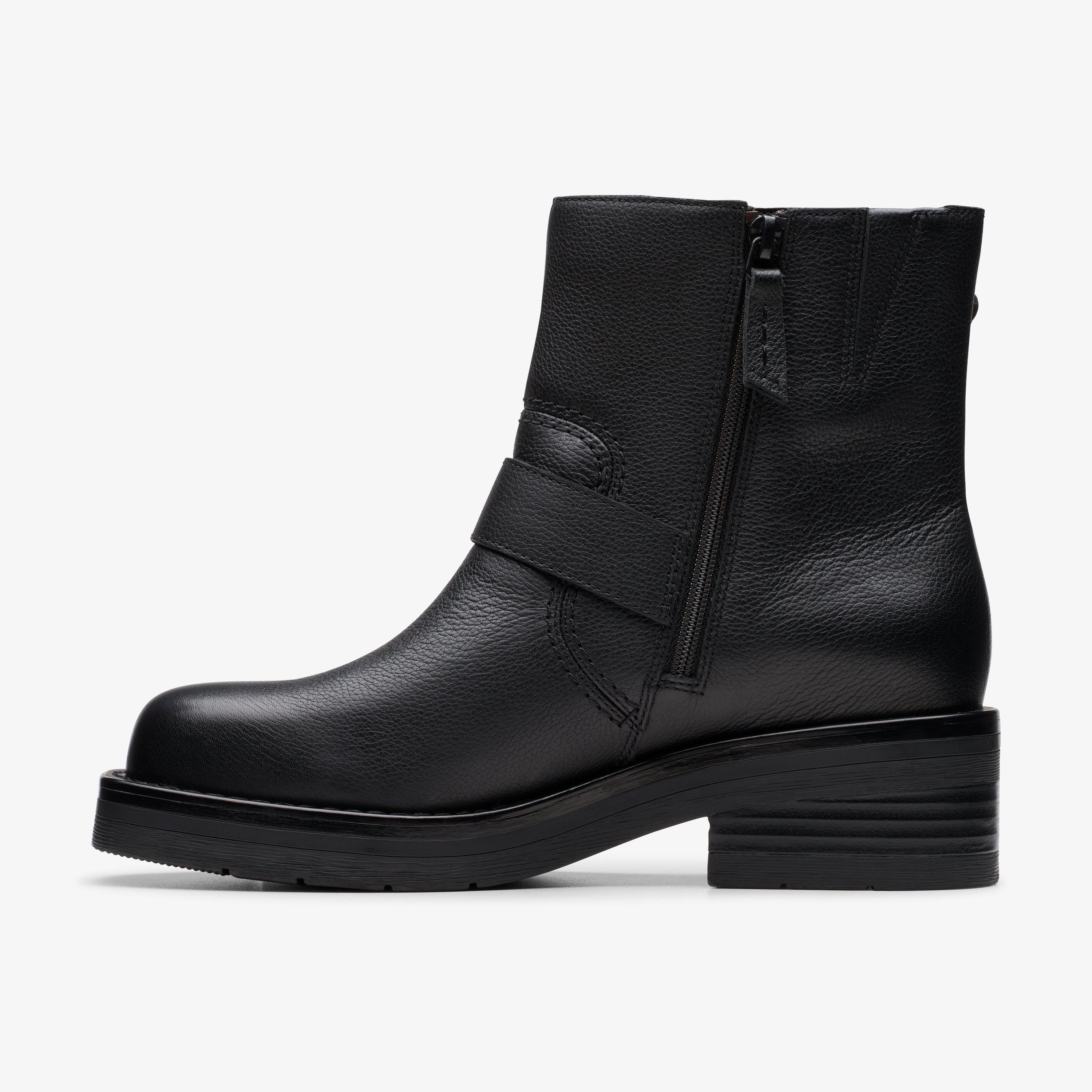 Womens Rebelle Buckle Black Leather Ankle Boots | Clarks