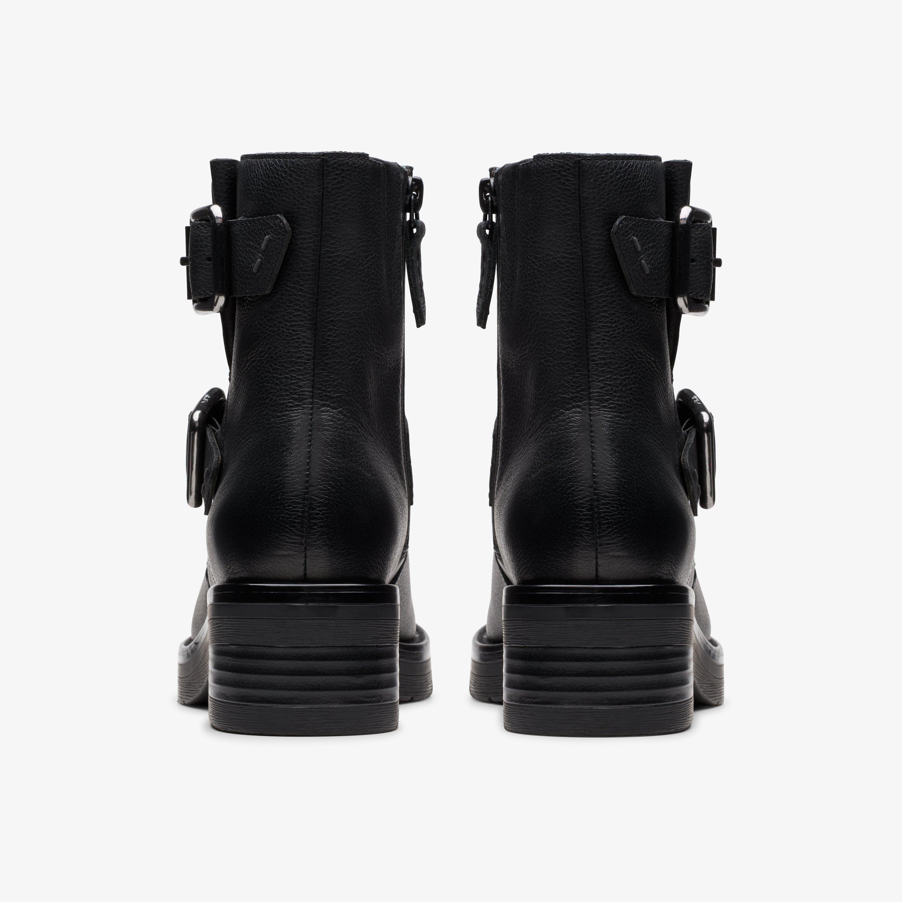 Bottes à cheville en cuir noir pour femmes Rebelle Buckle | Clarks