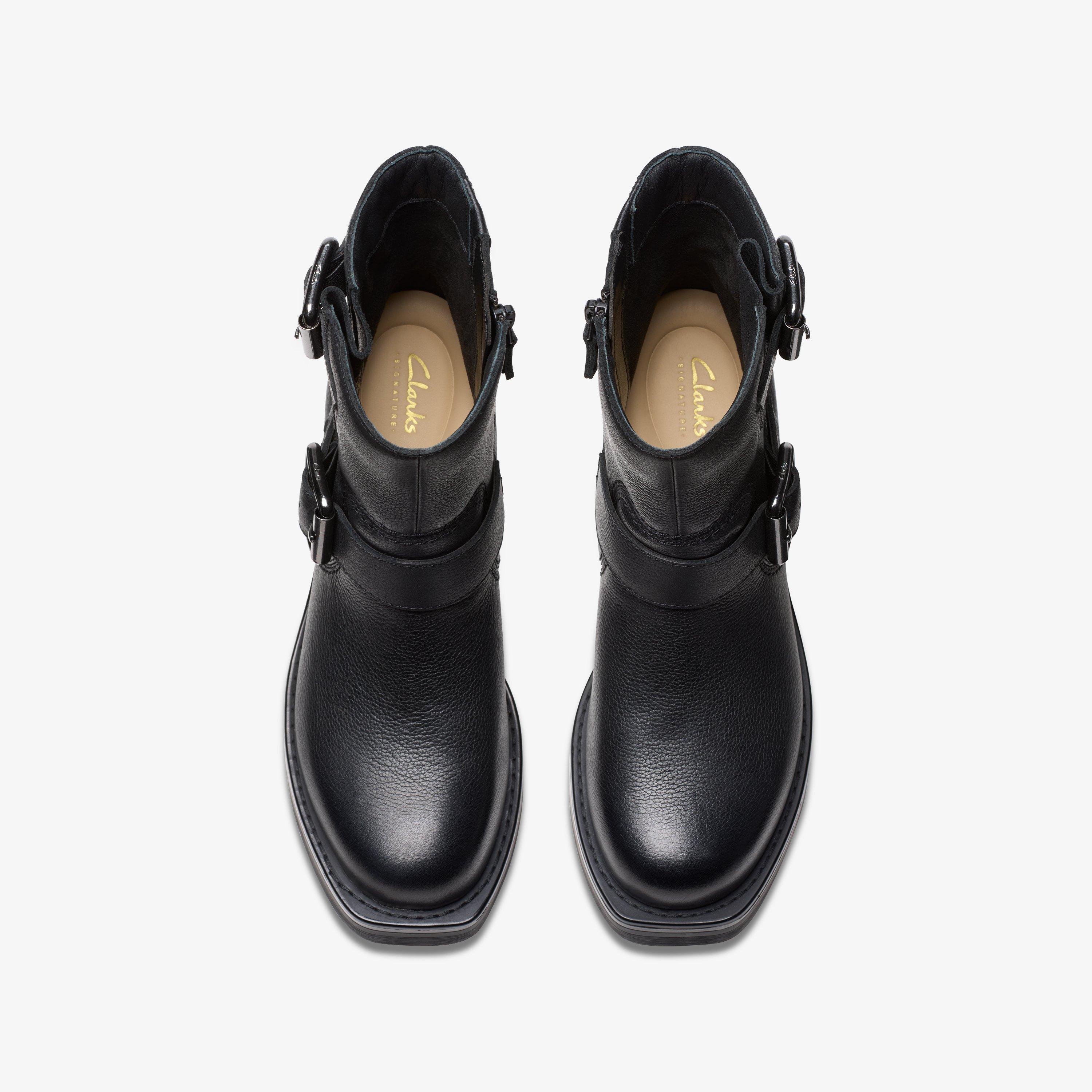 Bottes à cheville en cuir noir pour femmes Rebelle Buckle | Clarks