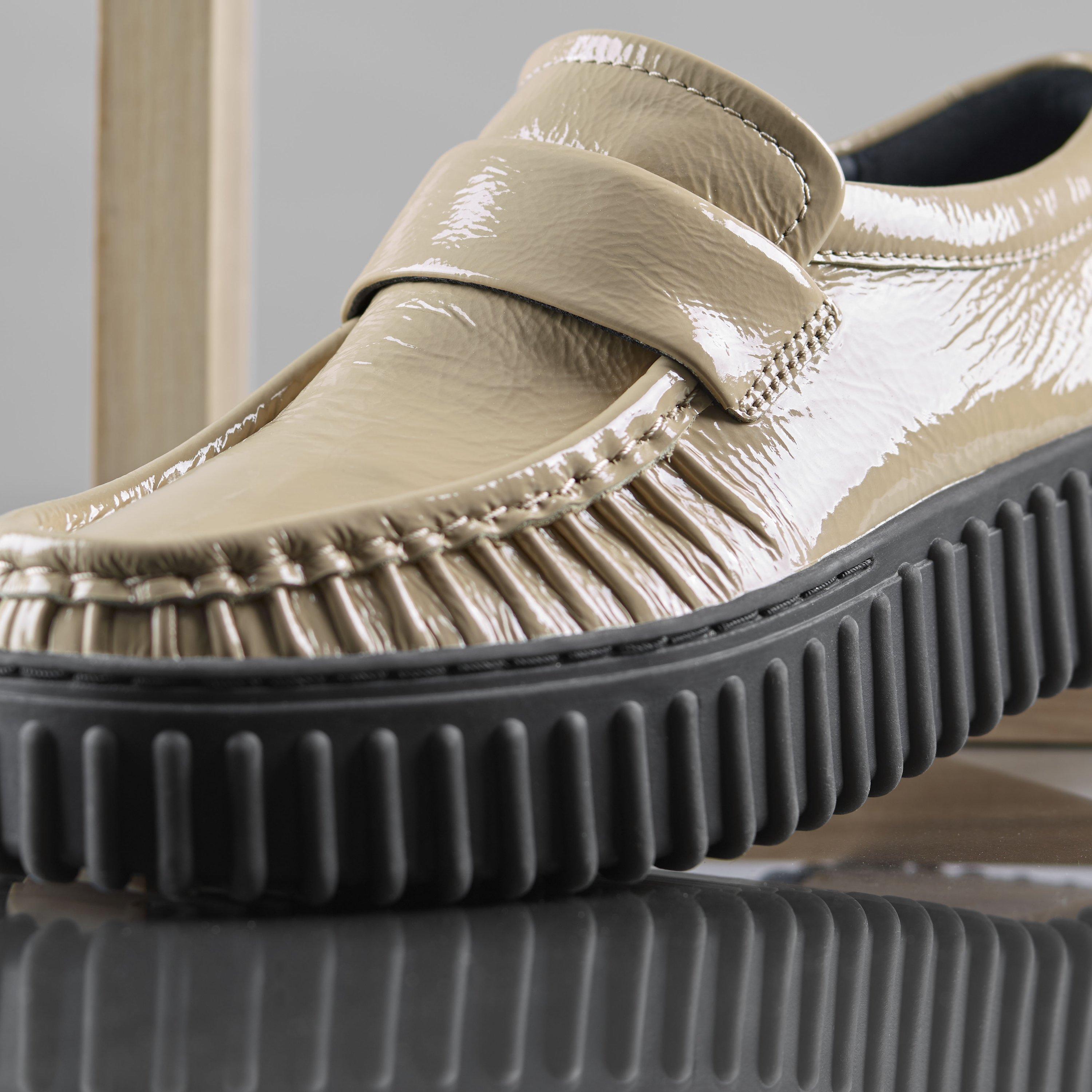 Womens Torhill Mocc Beige Patent Slip On Moccasins Torhill Shoes | Clarks