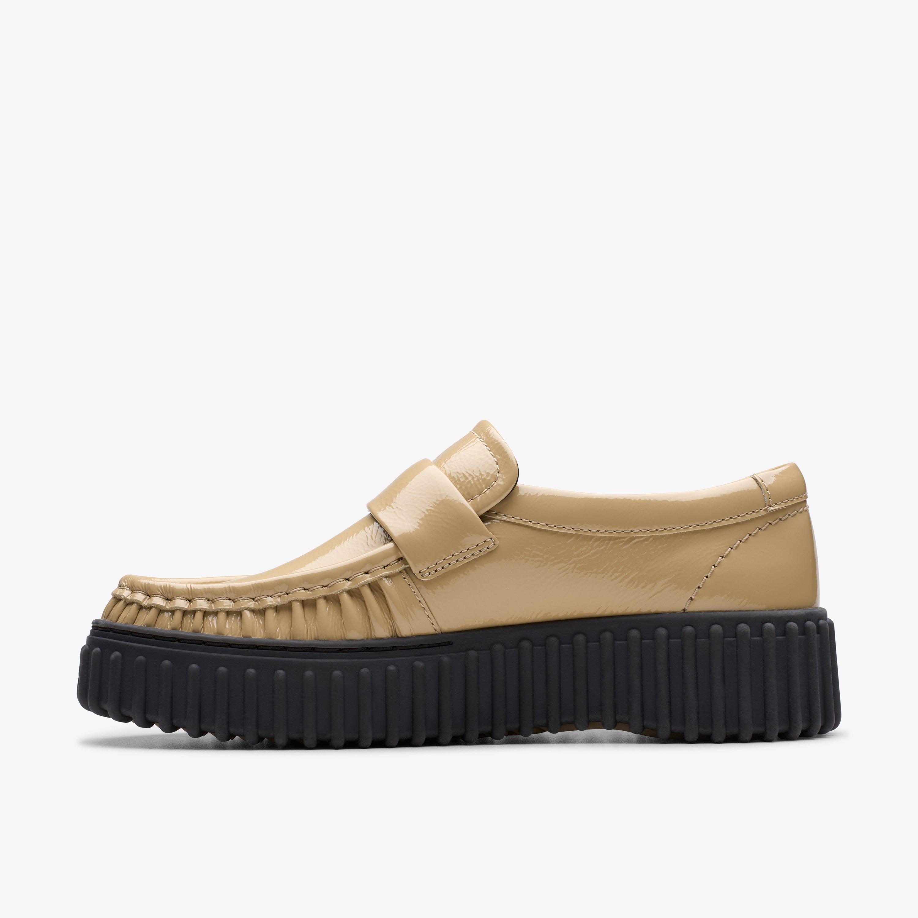 Womens Torhill Mocc Beige Patent Slip On Moccasins Torhill Shoes | Clarks