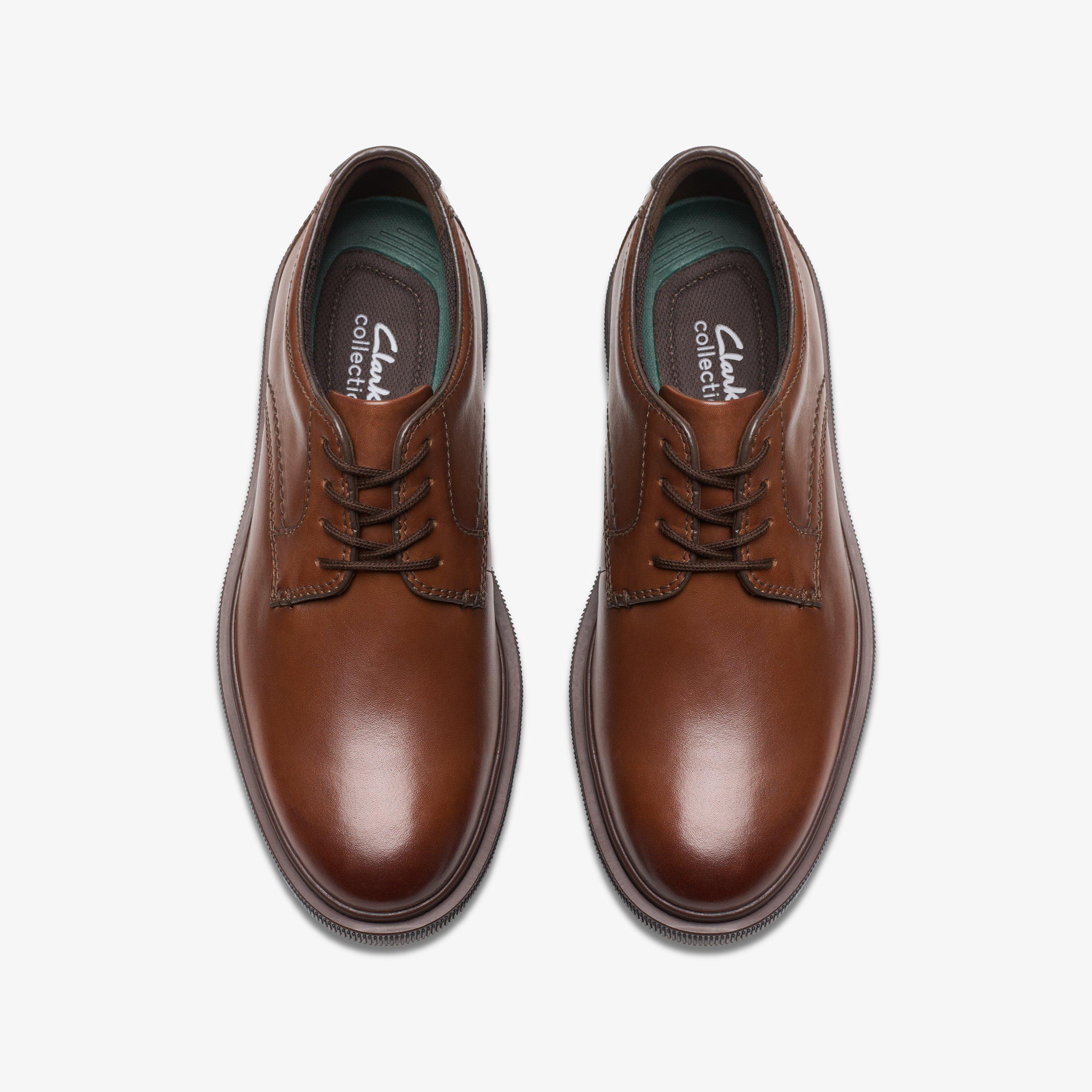 Mens Burchill Derby Dark Tan Leather Shoes | Clarks