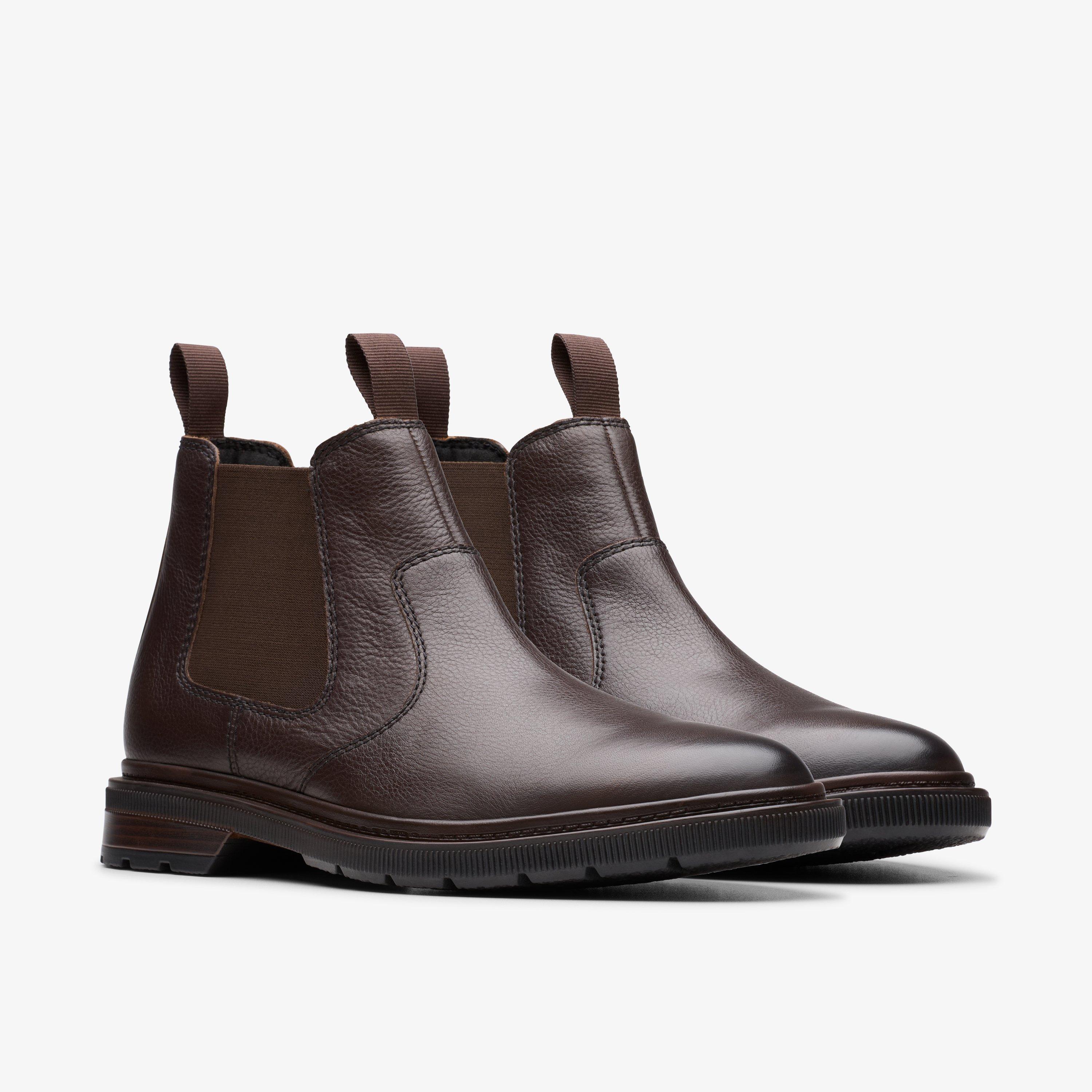 Mens Burchill Up Dark Brown Leather Chelsea Boots | Clarks