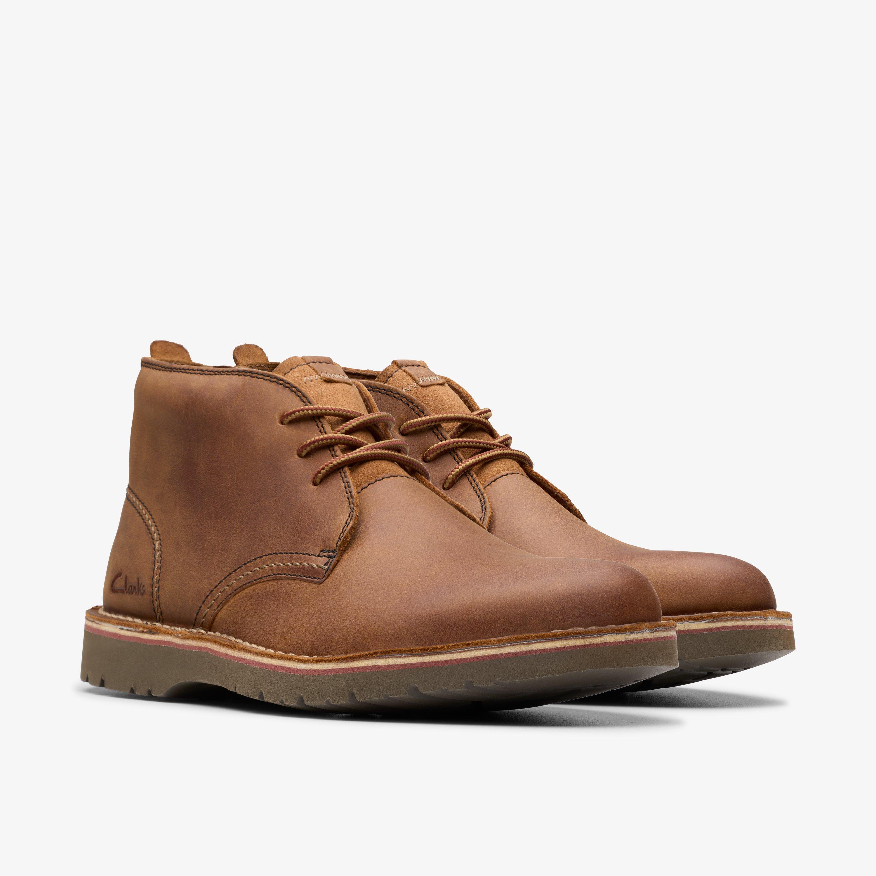 Mens Eastridge Mid Light Brown Leather Boots | Clarks