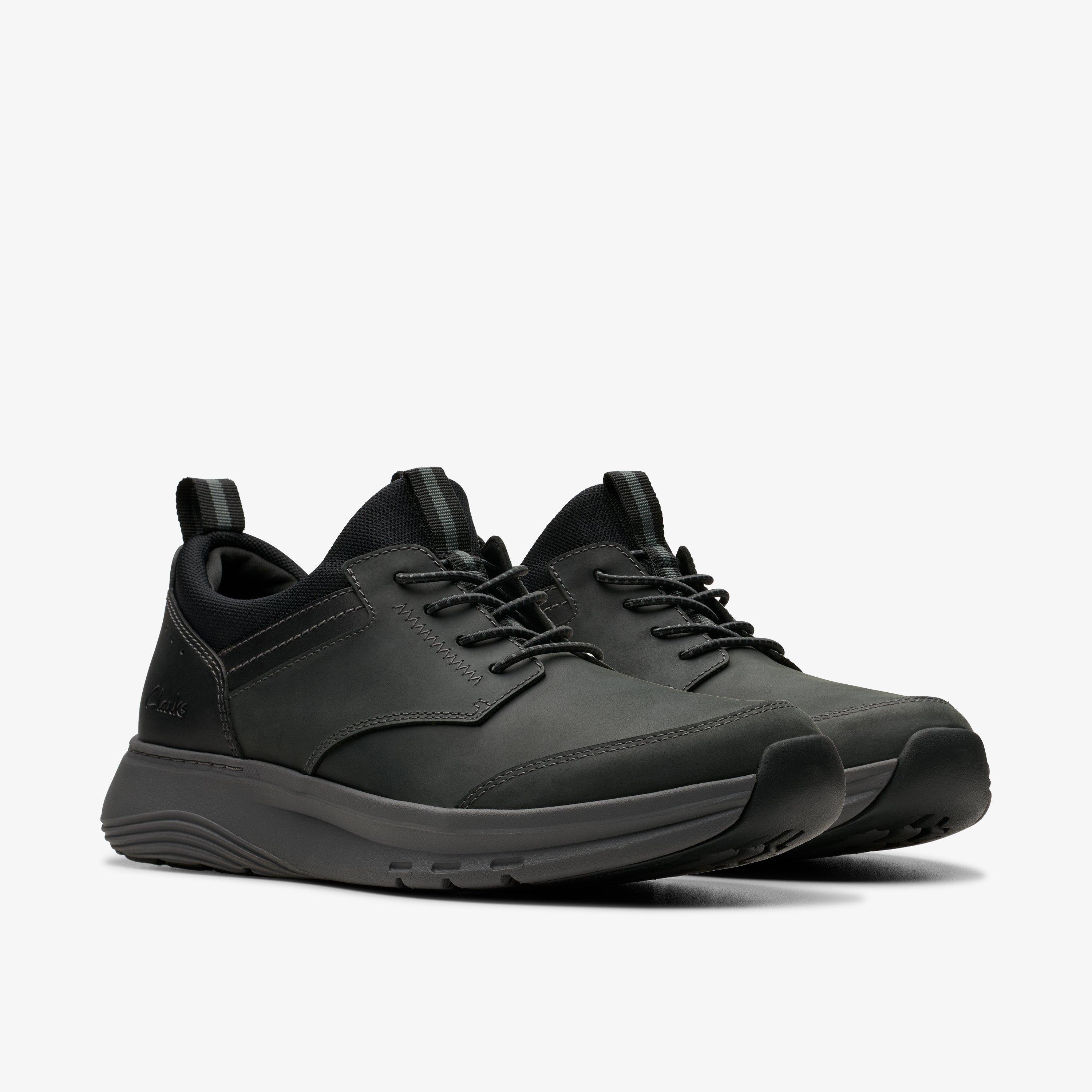 Herren Motion Trek EZ schwarze Leder-Slip-On-Trainer Wandertrainer | Clarks