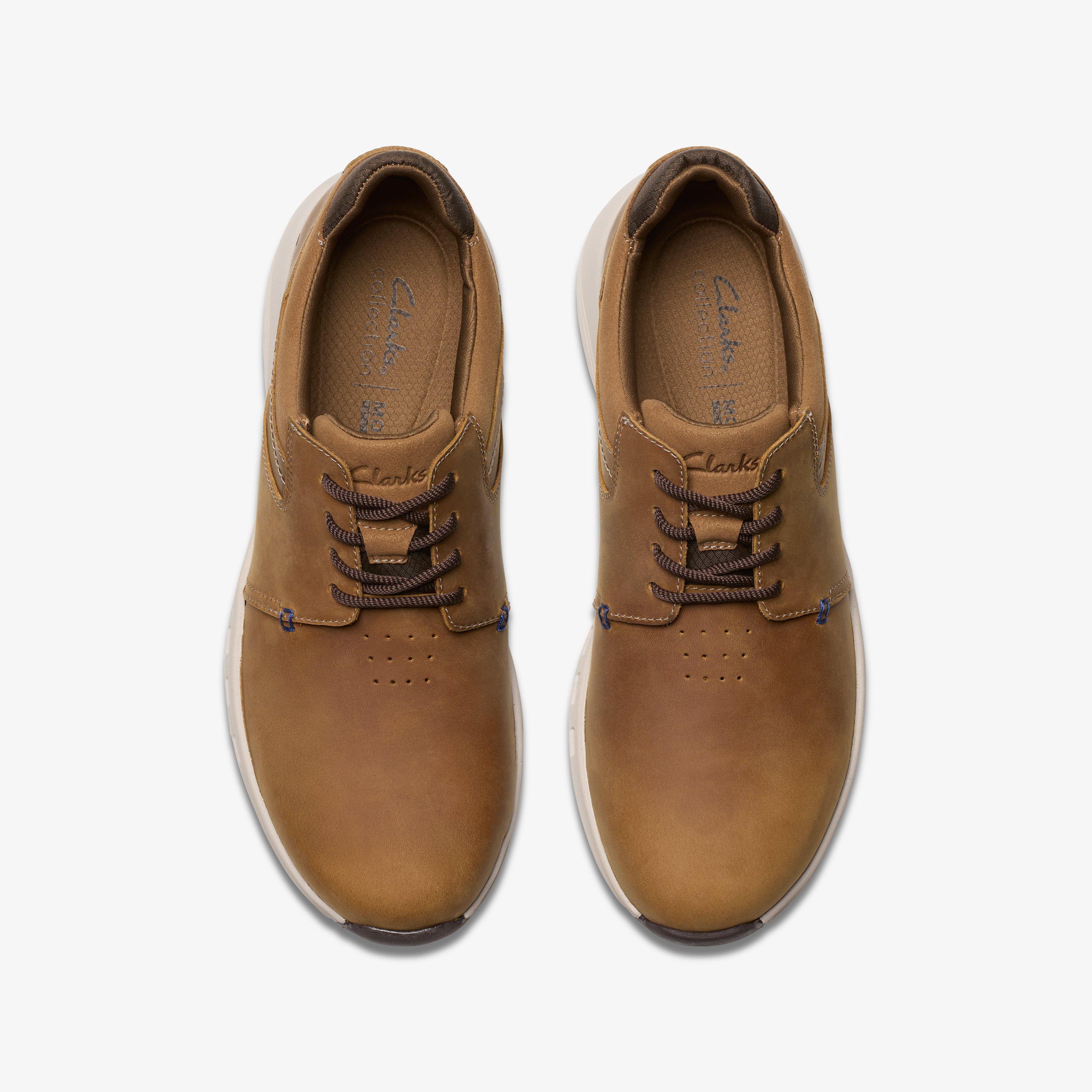 Mens Motion Trek PT Dark Tan Leather Lace Up Walking Trainers | Clarks