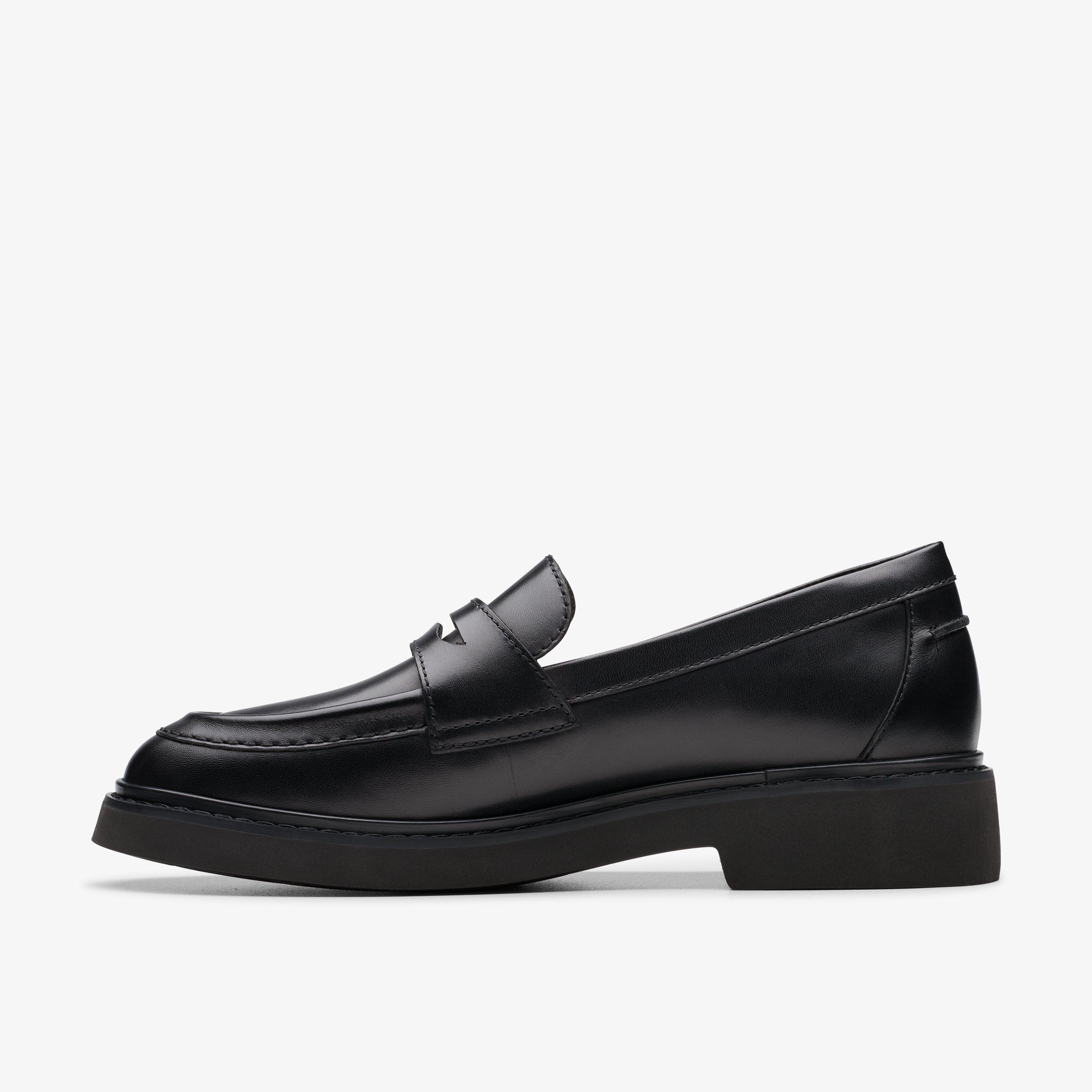 Womens Splend Edge Black Leather Shoes Loafers Slip Ons | Clarks Outlet