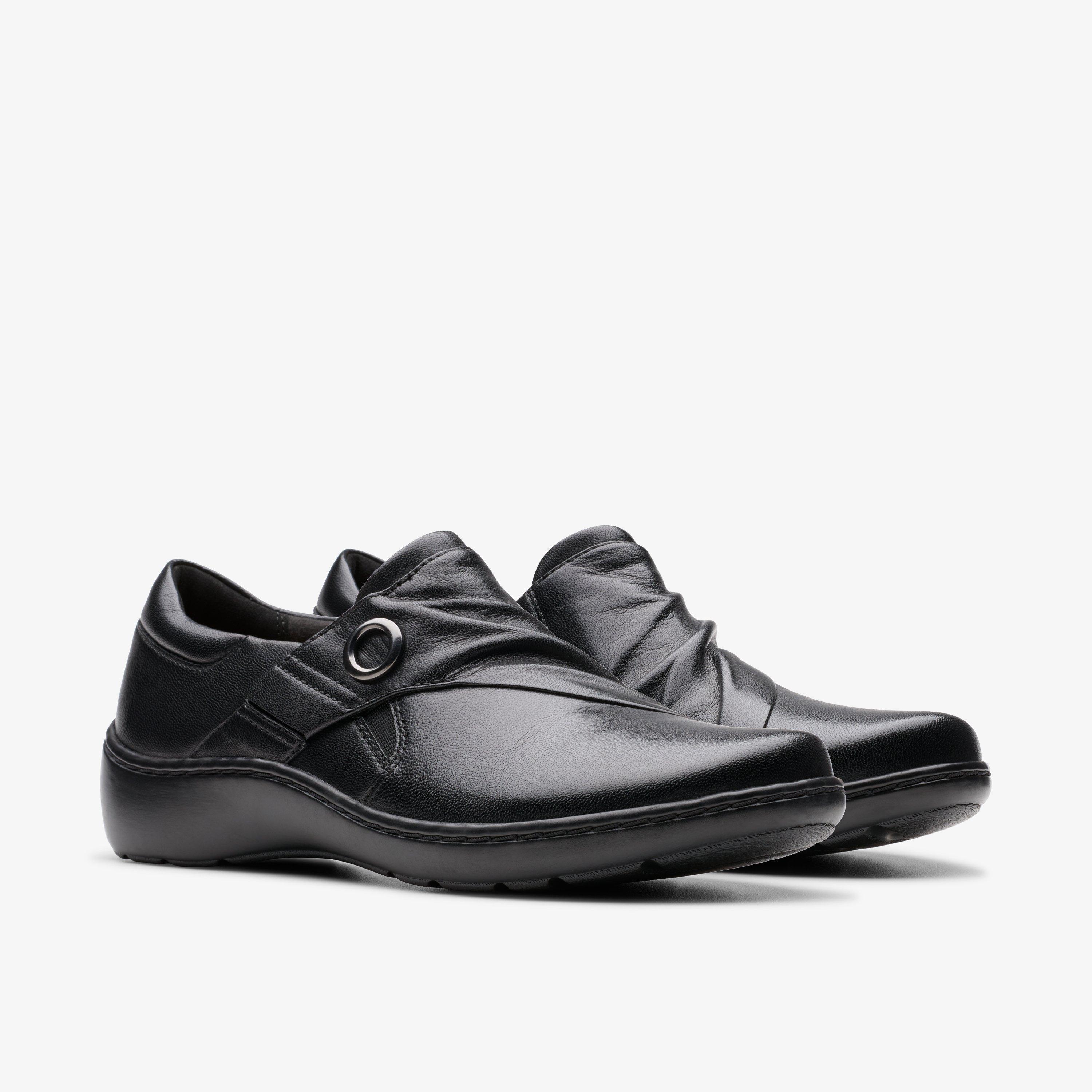 Womens Cora Aubrie Black Leather Shoes Slip Ons | Clarks Outlet