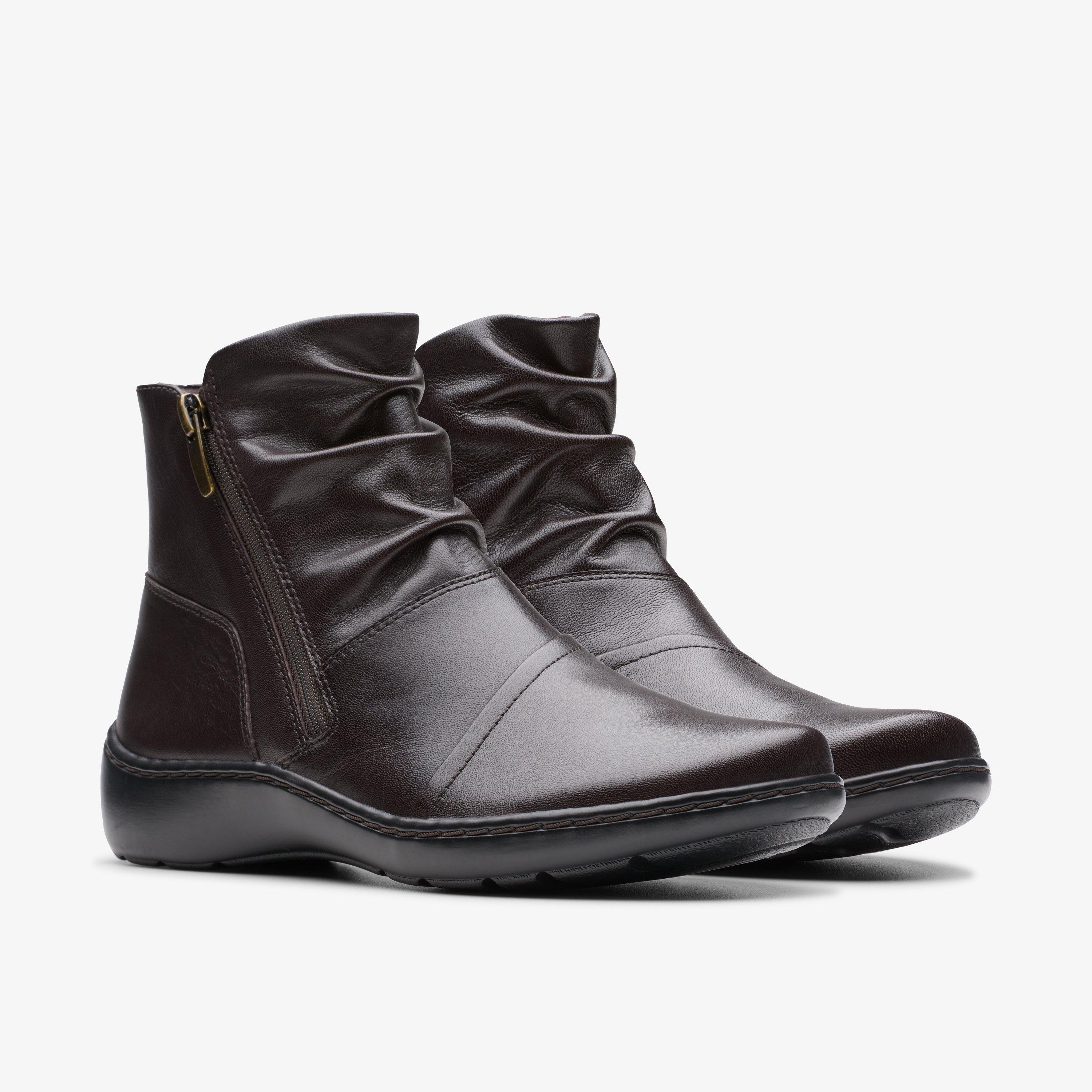 Womens Cora Pace Chocolate Leather Ankle Boots | Clarks