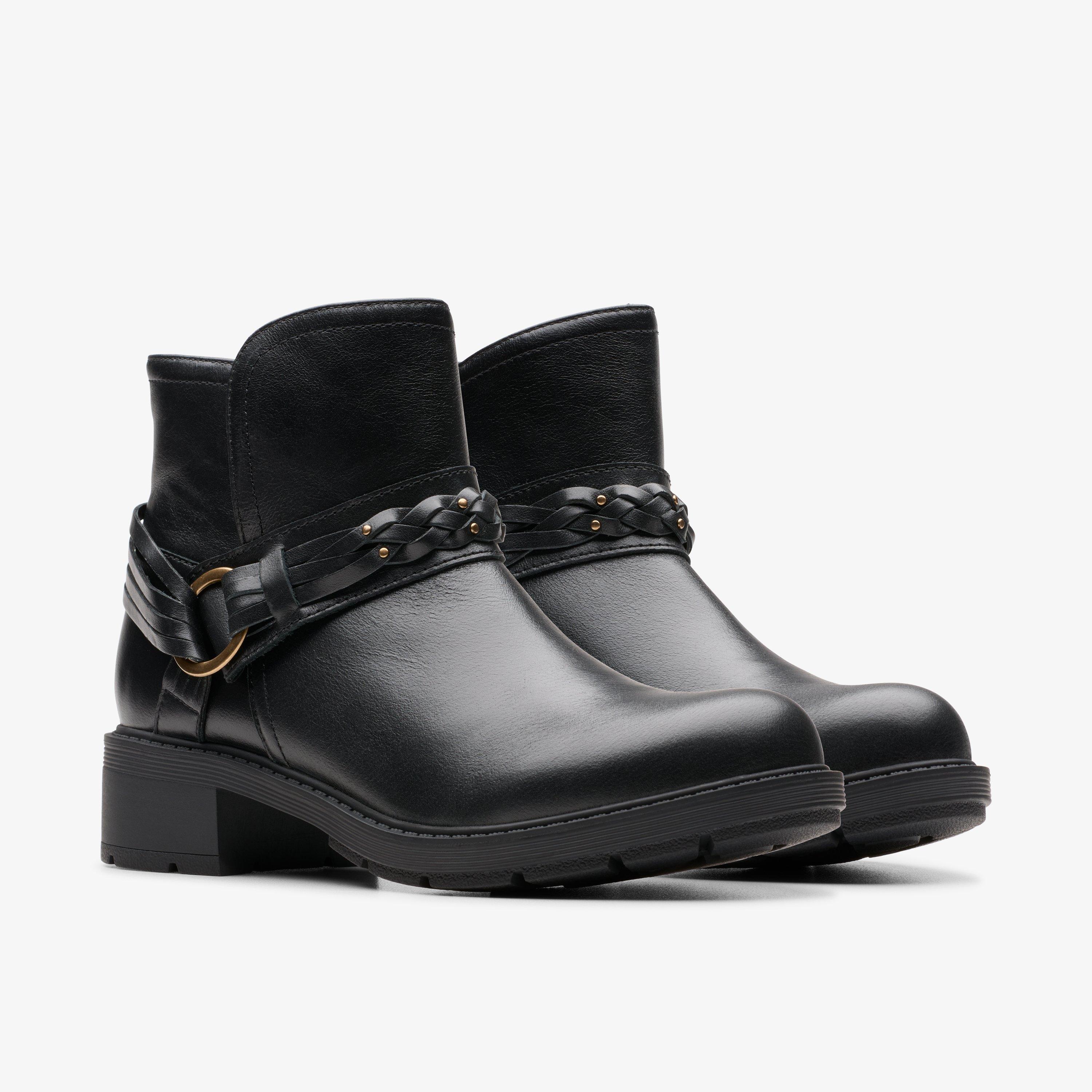 Damen Hearth Kaylie schwarze Lederknöchelstiefel | Clarks