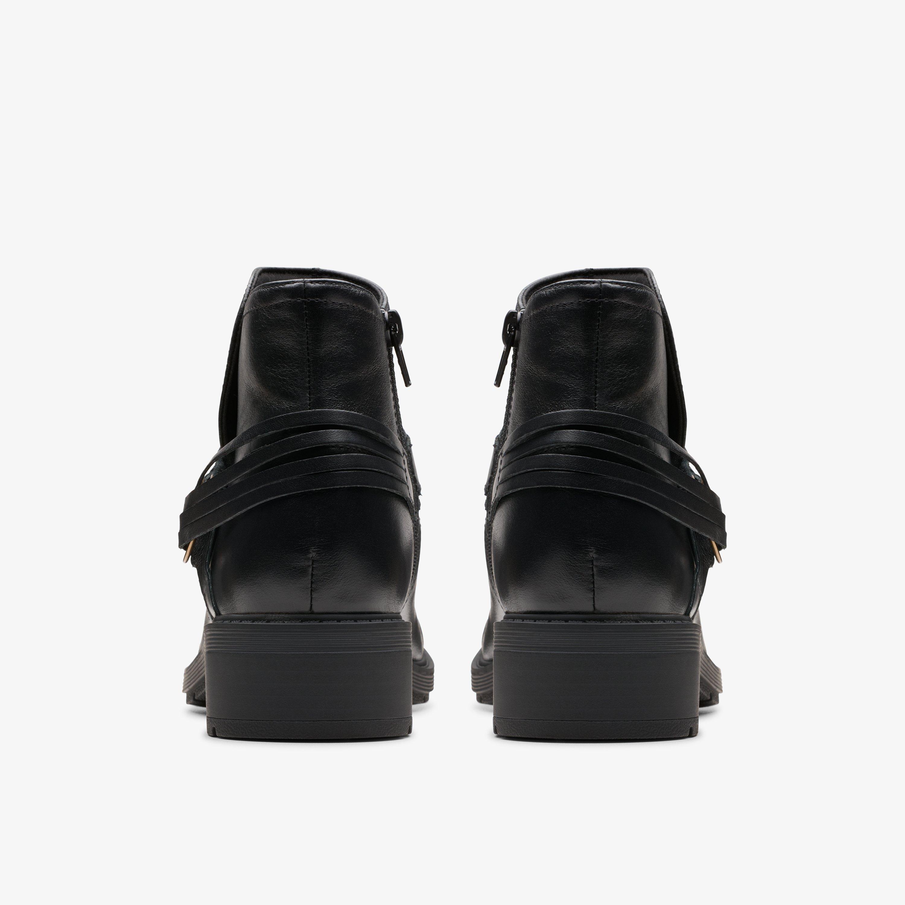 Womens Hearth Kaylie Black Leather Ankle Boots | Clarks