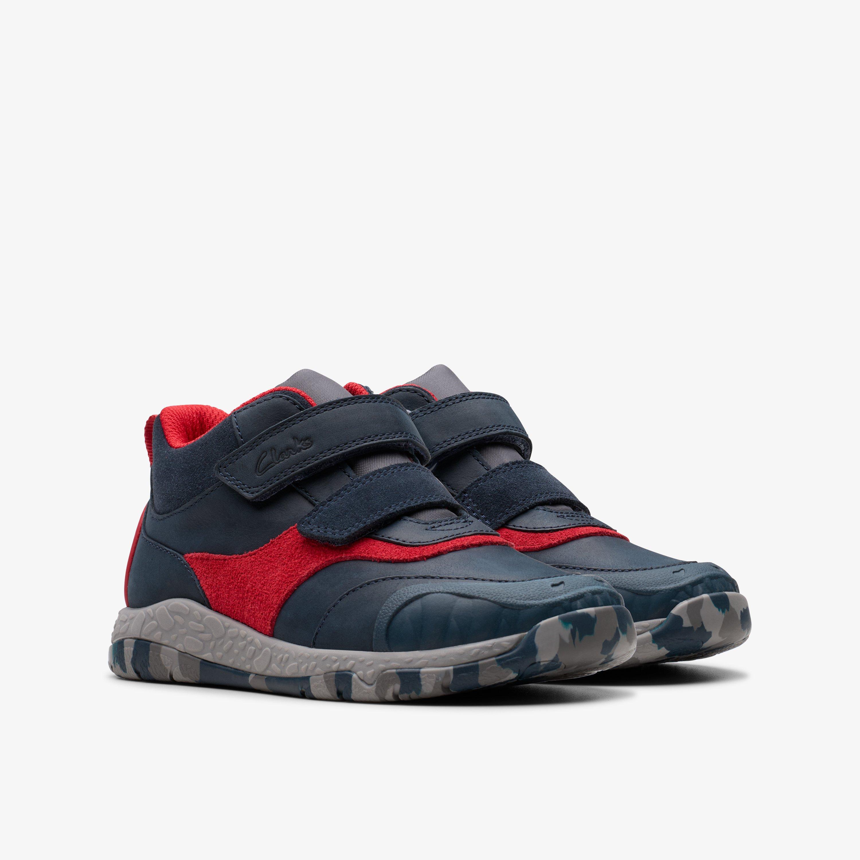 Boys Steggy Rex Kid Navy Trainers, High Tops, Riptape Trainers | Clarks UK