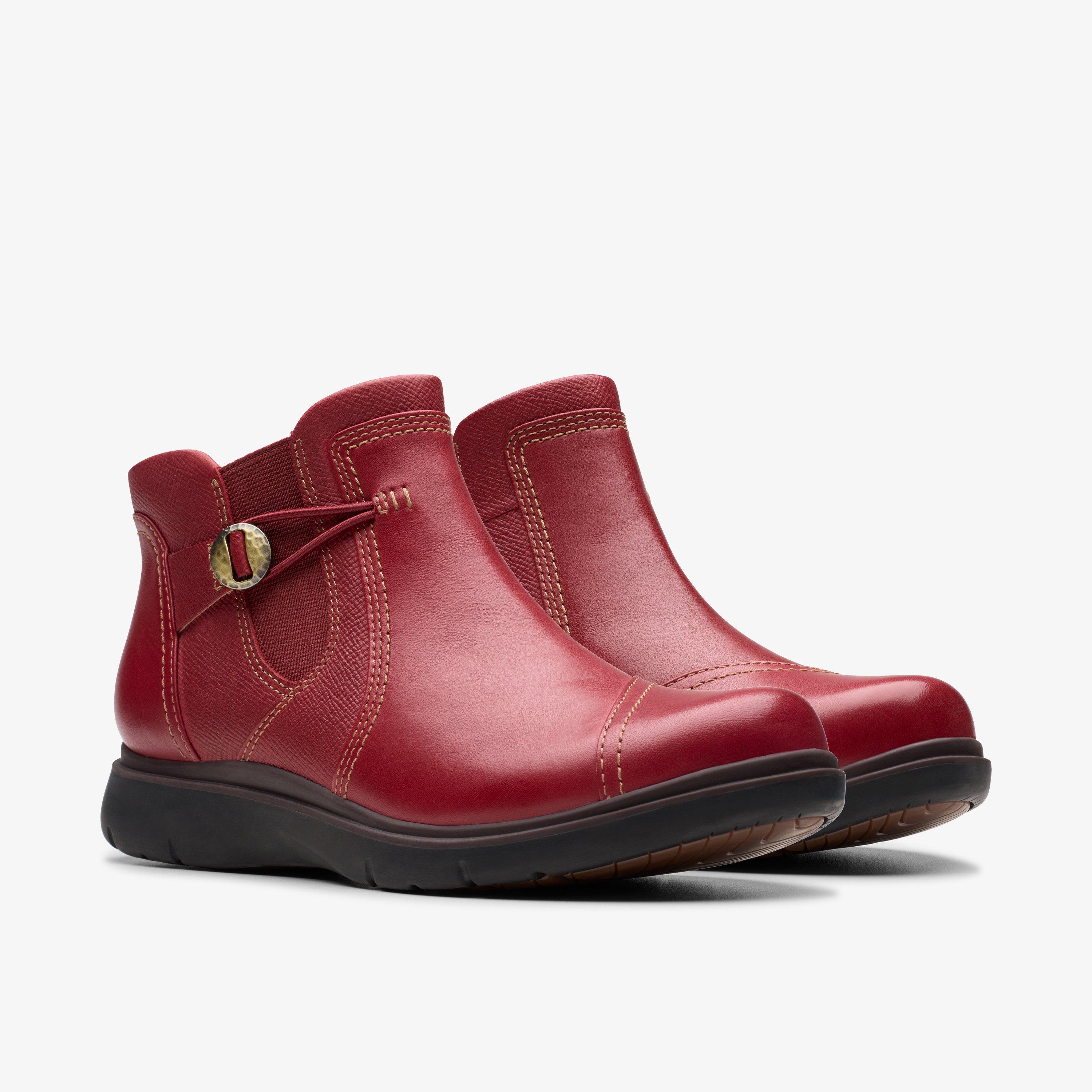 Womens Certina Joy Red Leather Ankle Boots | Clarks CA