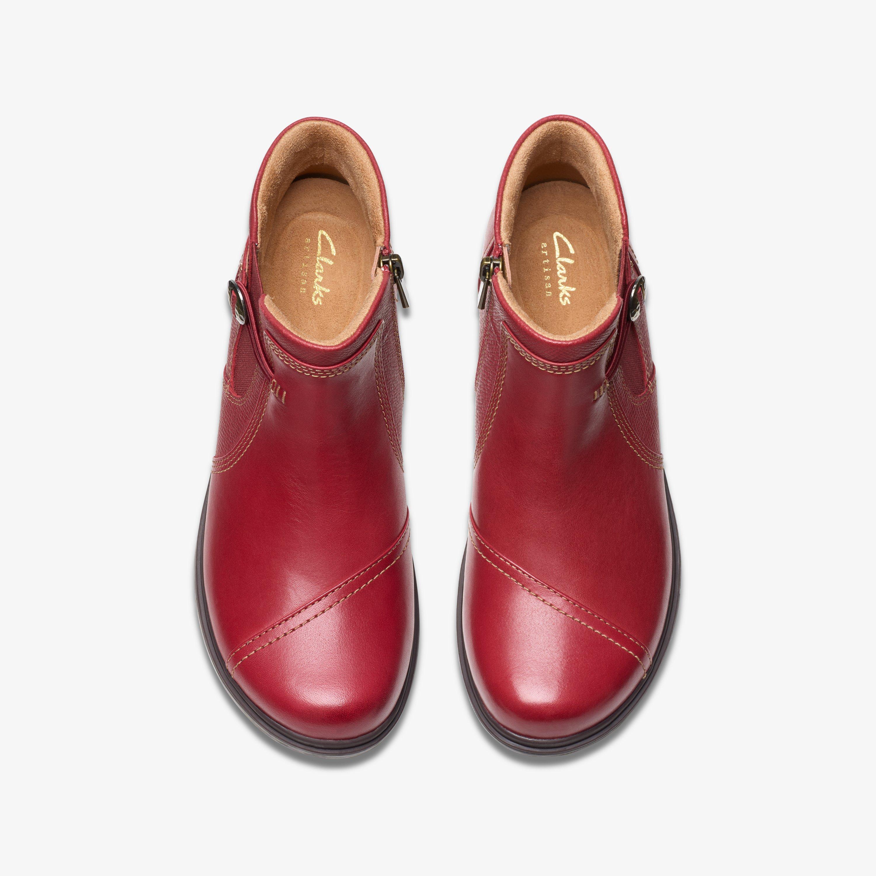 Womens Certina Joy Red Leather Ankle Boots | Clarks